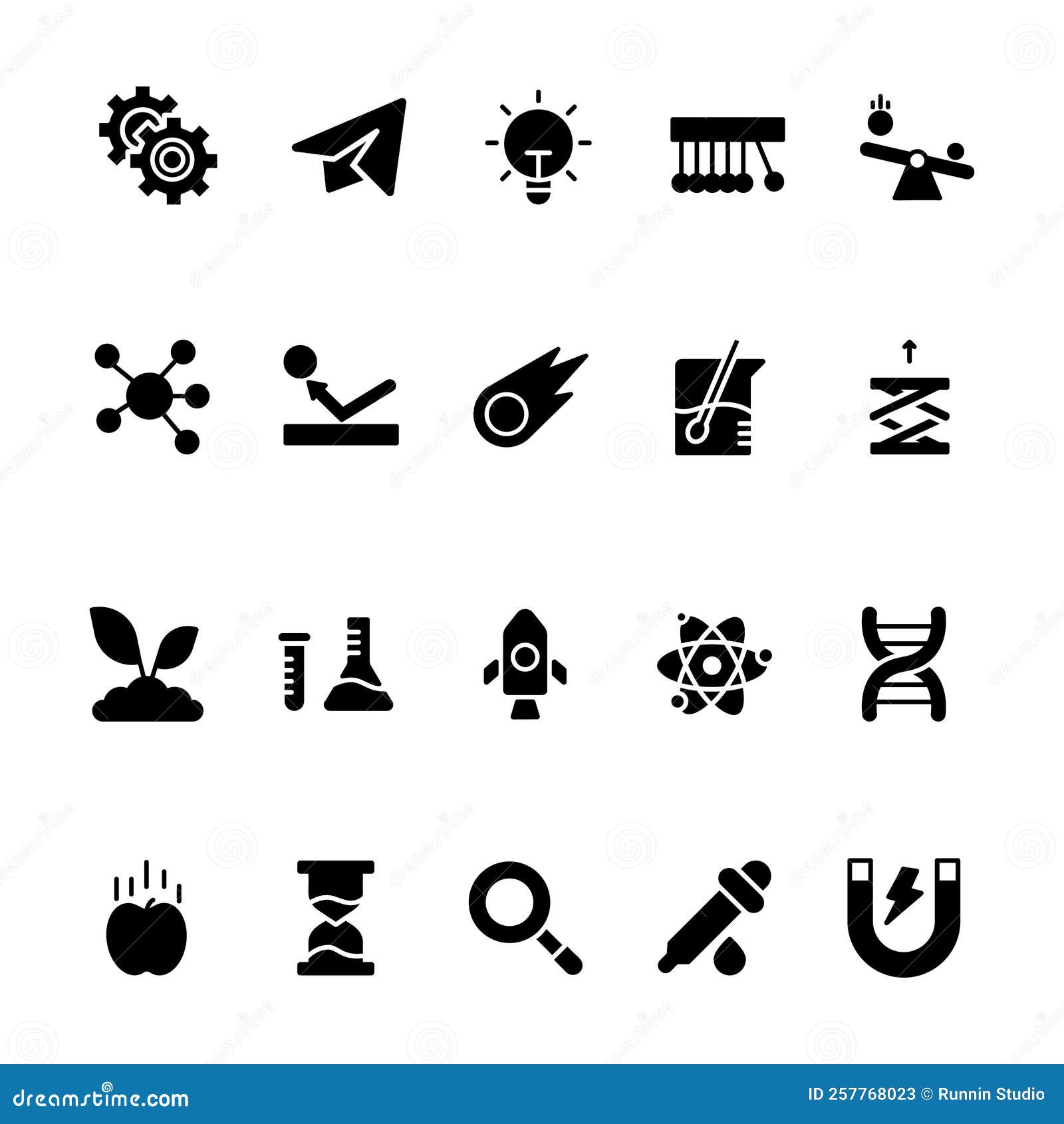 Set of Icon Science with Glyph Style Stock Vector - Illustration of ...