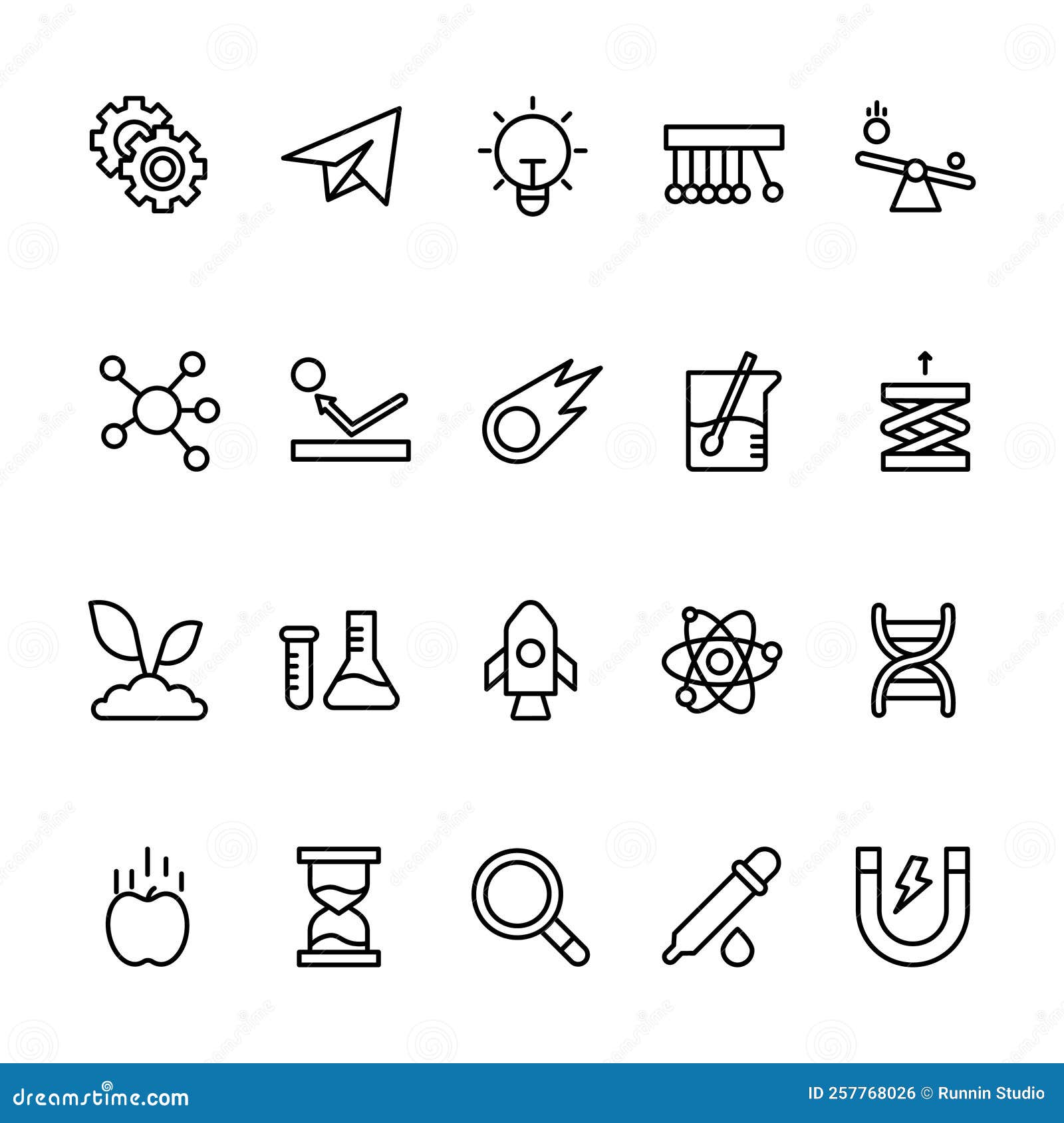 Set of Icon Science with Outline Style Stock Vector - Illustration of ...