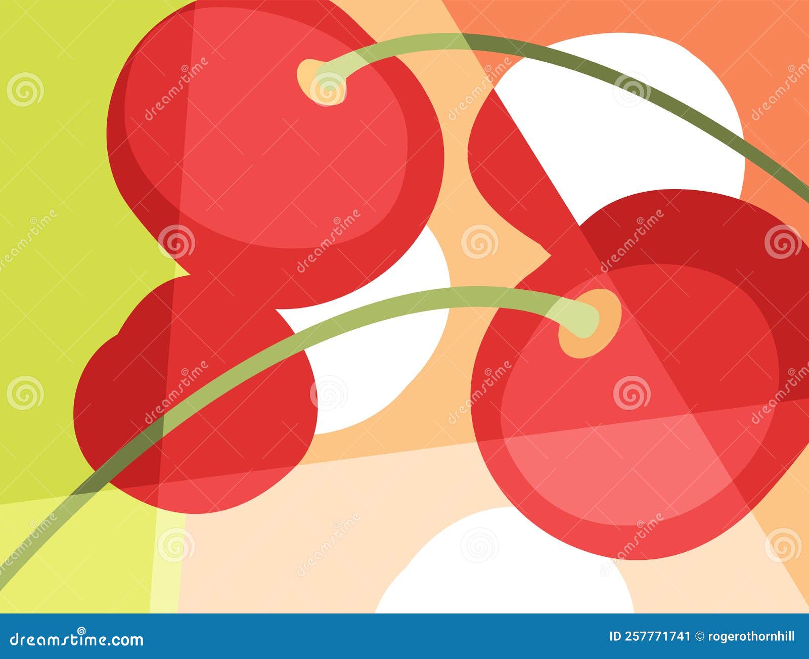 Abstract Fruit Design in Flat Cut Out Style. Close Up View of Red ...