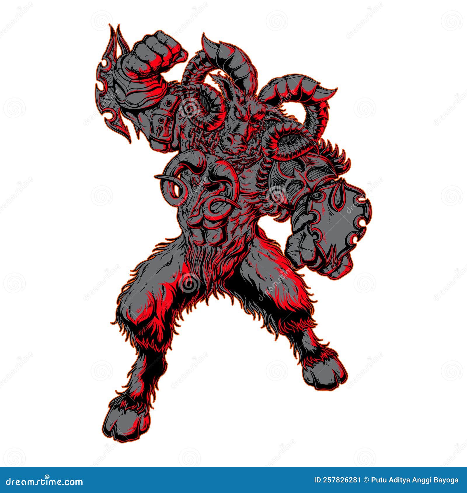 Aries monster illustration stock vector. Illustration of detail - 257826281