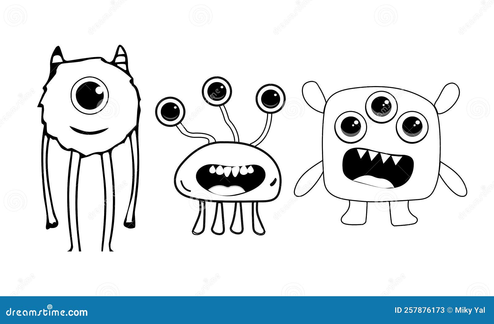 Cartoon Monster Character, Coloring Page, Outline Illustration. Ready ...