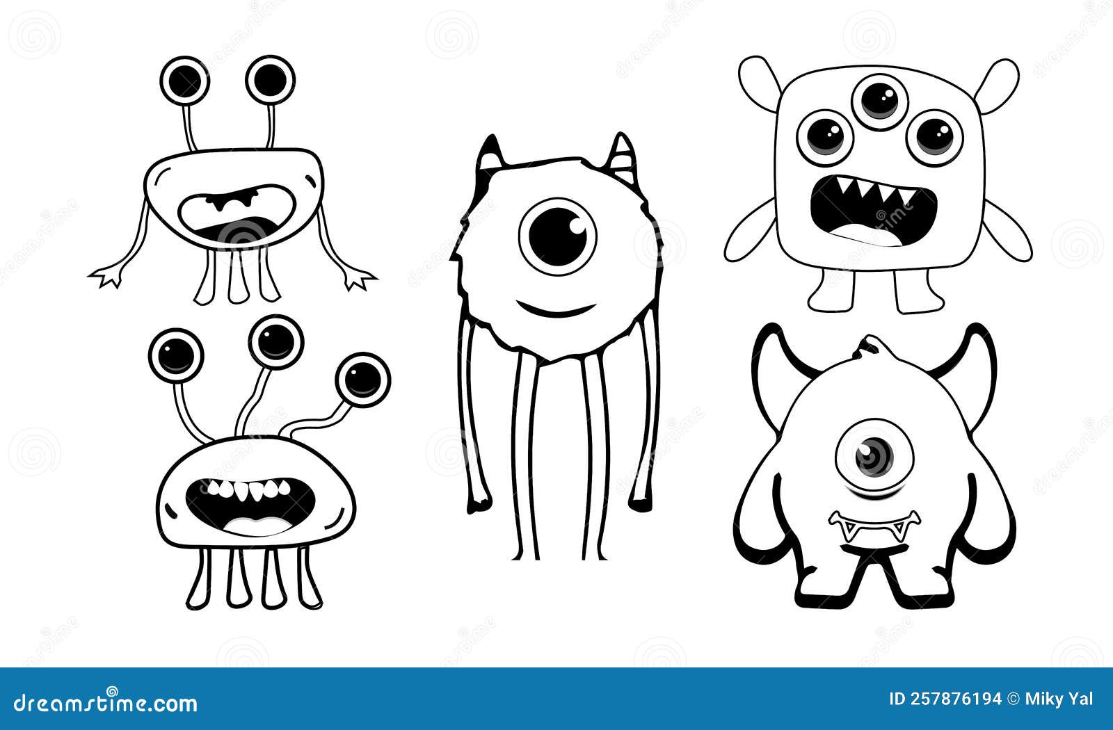 Cartoon Monster Character, Coloring Page, Outline Illustration. Ready ...