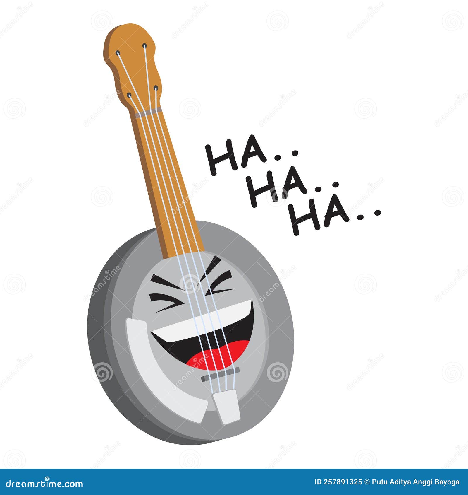 Happy banjo emoticon stock vector. Illustration of flat - 257891325