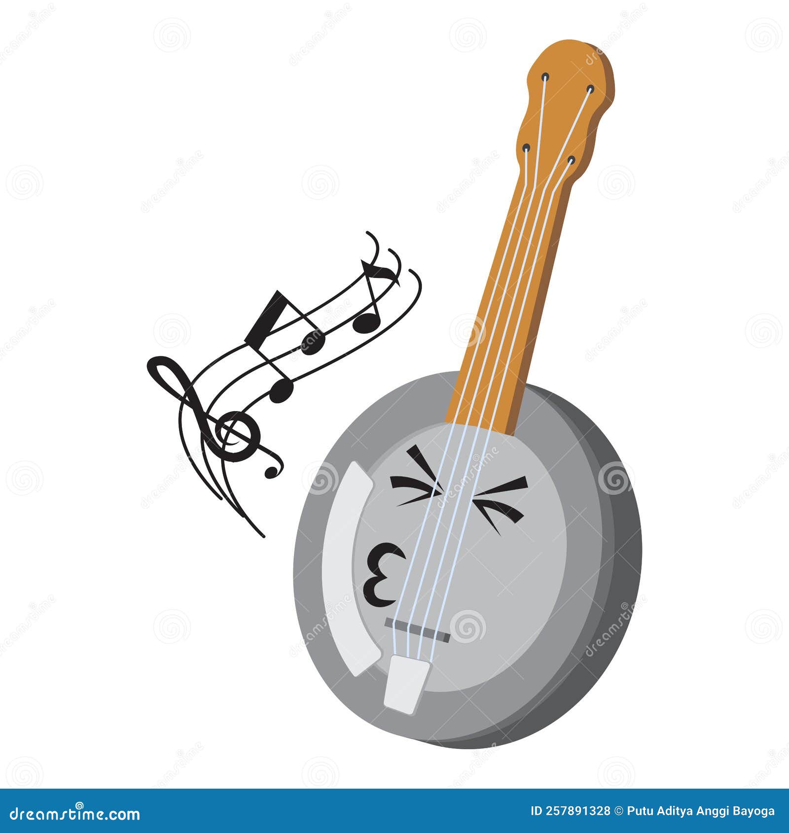Happy banjo emoticon stock vector. Illustration of cartoon - 257891328