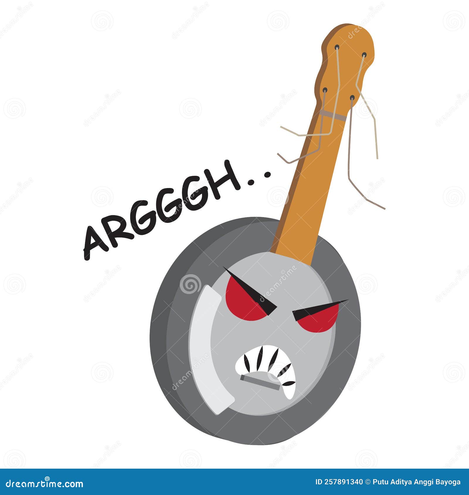 Angry banjo emoticon stock vector. Illustration of music - 257891340