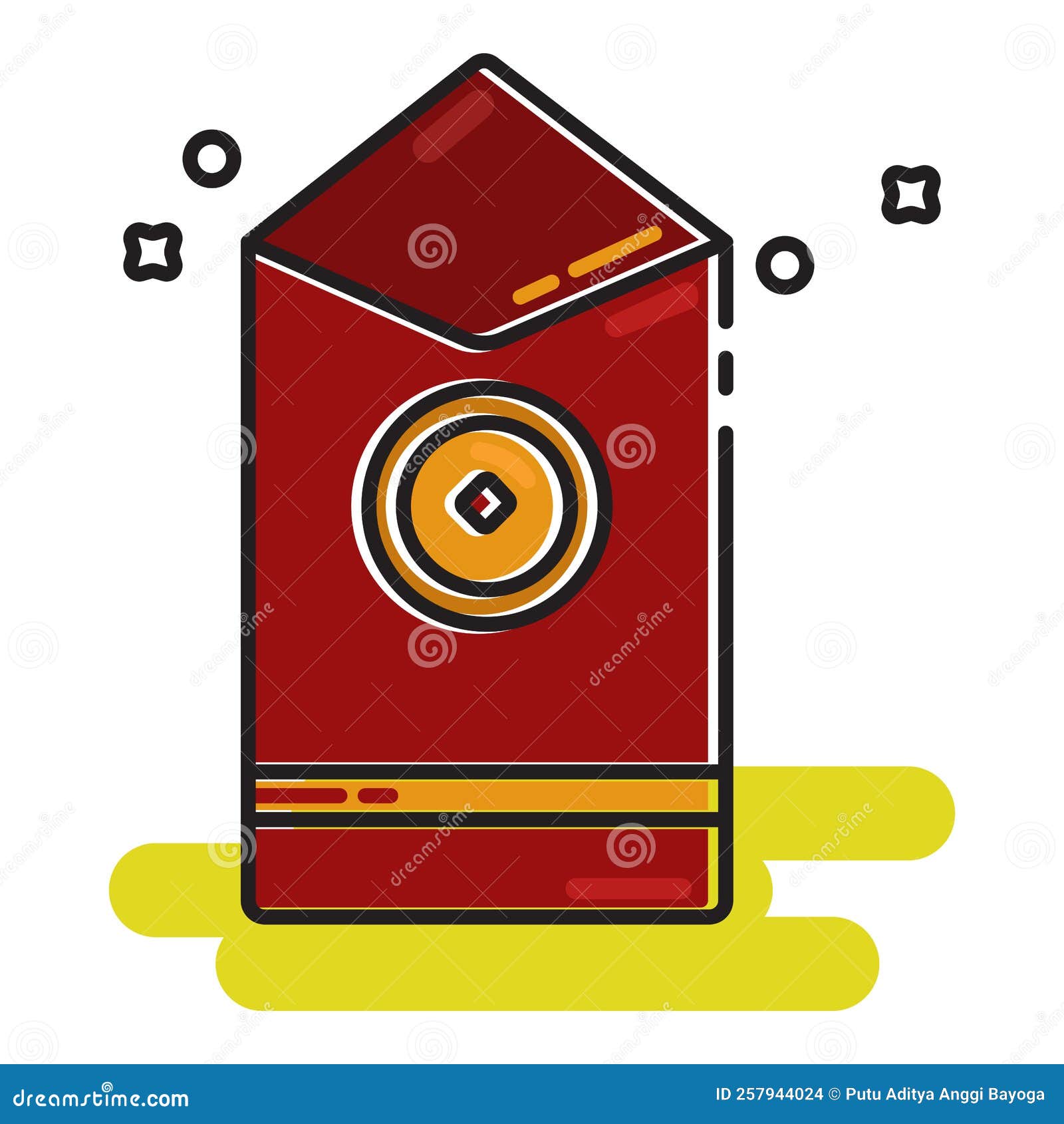 Cartoon red envelope stock vector. Illustration of flat - 257944024