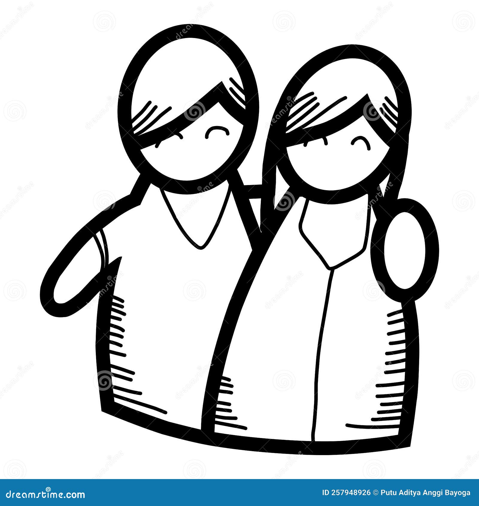 Doodle people hug stock vector. Illustration of simple - 257948926