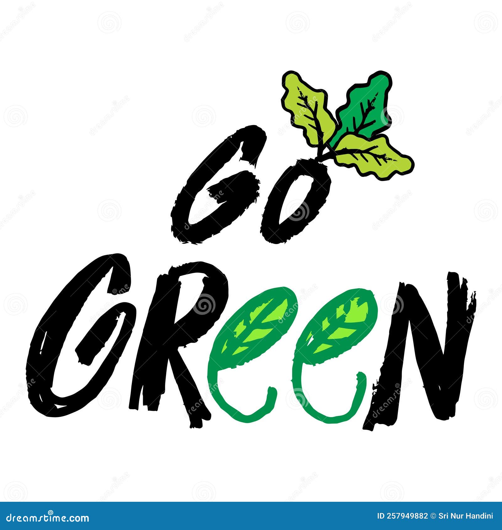 Go Green Hand Lettering Logo Concept. Stock Vector - Illustration of ...