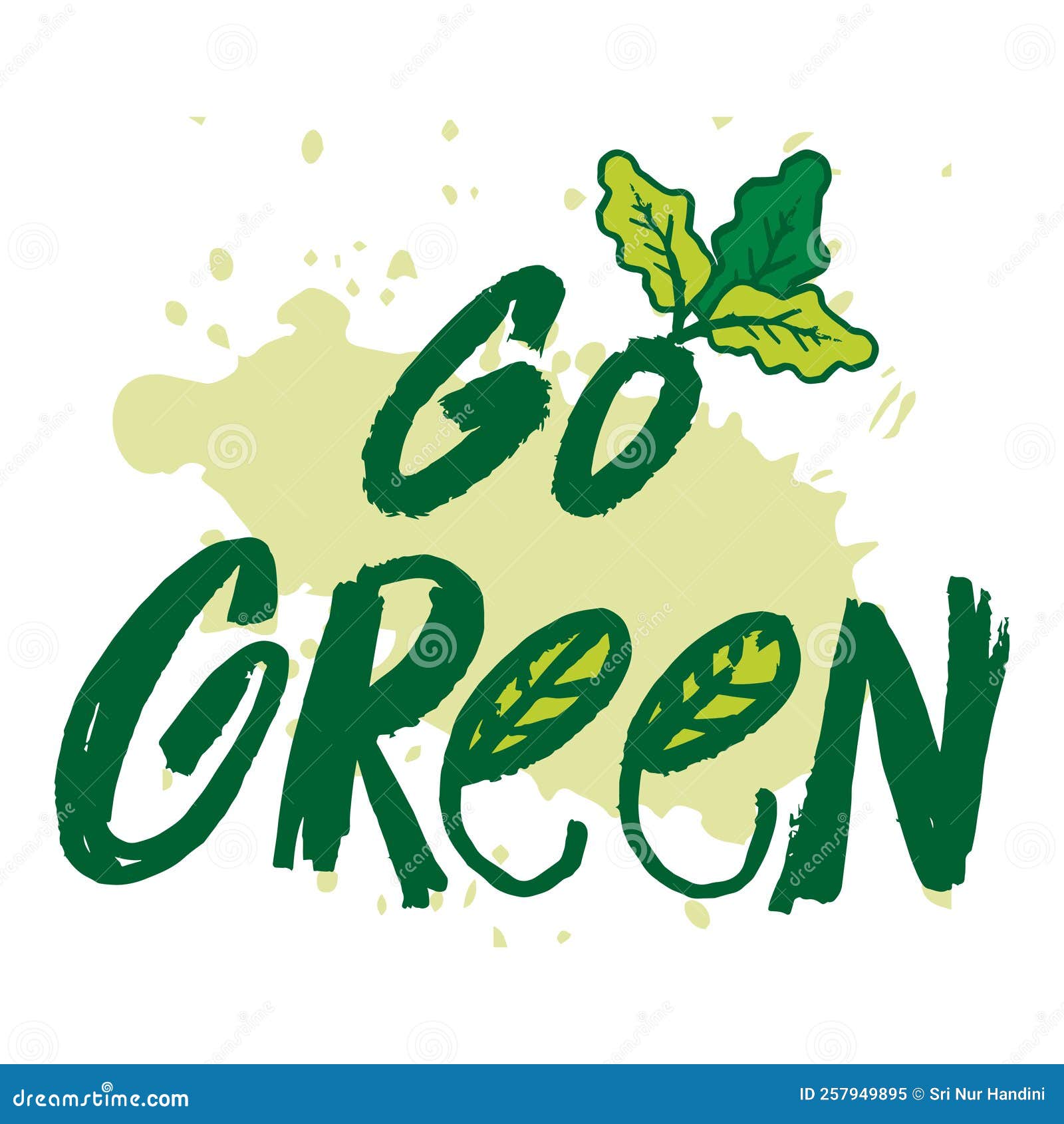Go Green Hand Lettering Logo Concept. Stock Vector - Illustration of ...