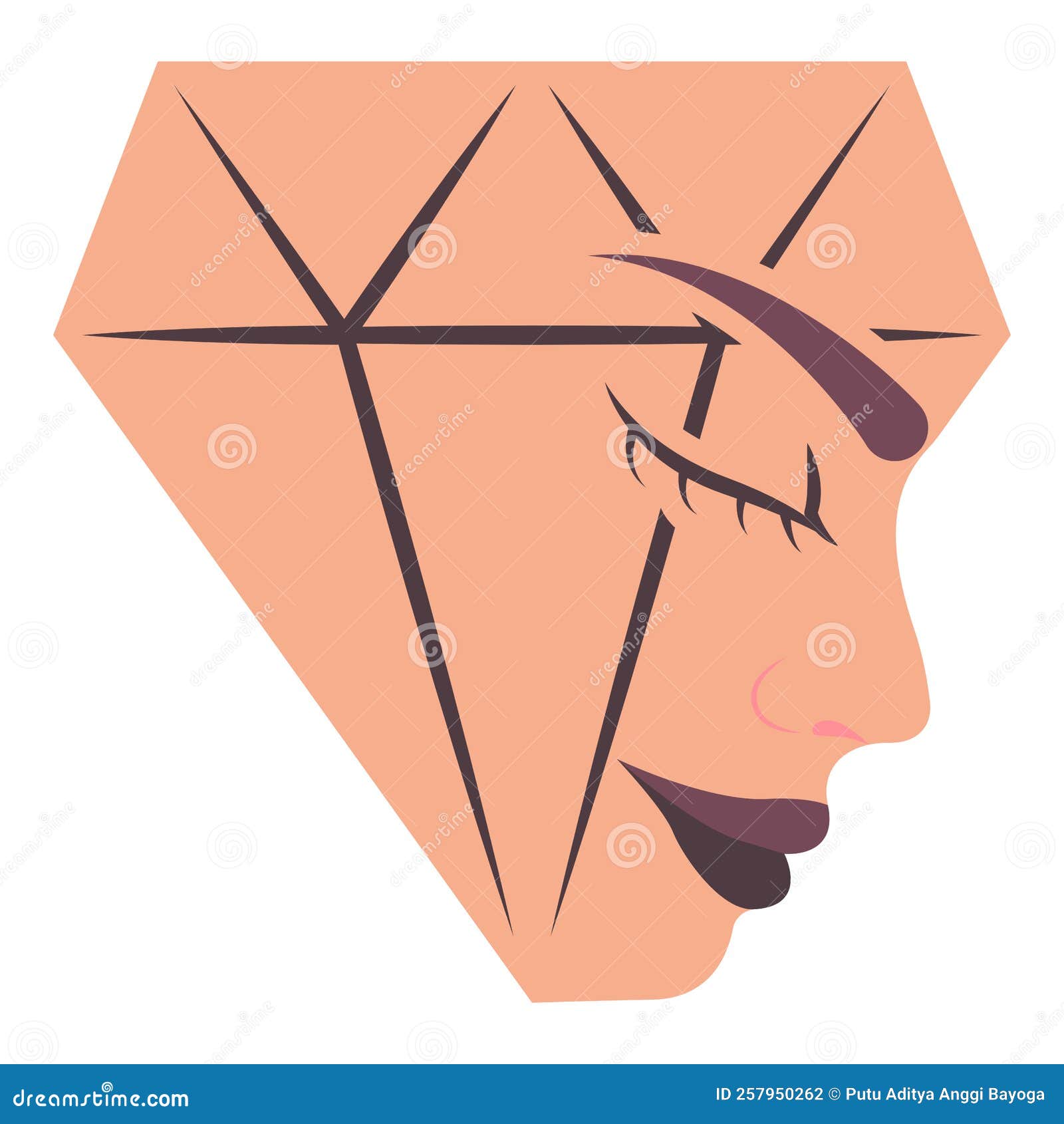 Women Face in Diamond Shape Stock Vector - Illustration of vector ...