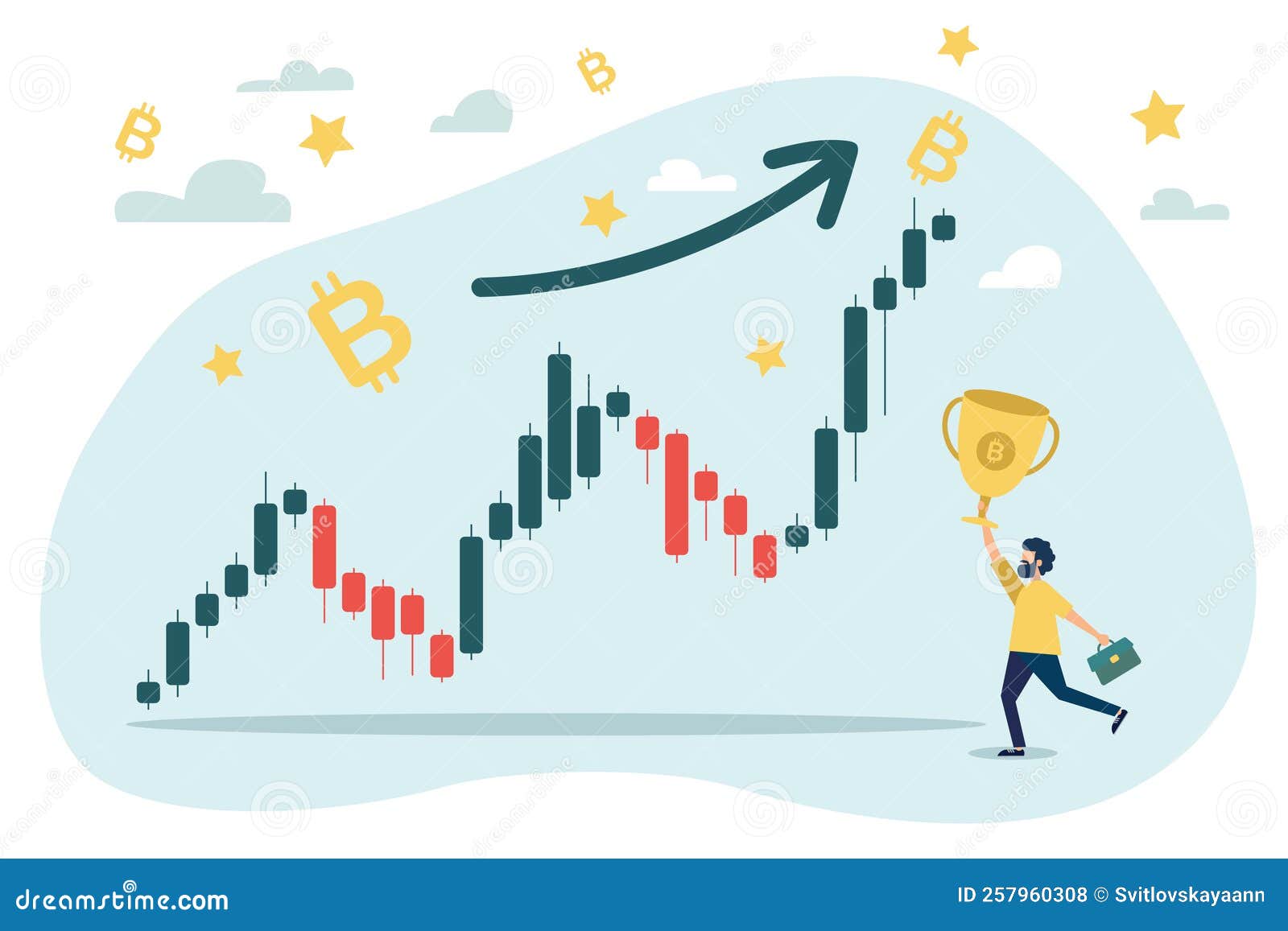 Trading Growth Concept. Featuring A Simple Candlestick Chart And Upward ...