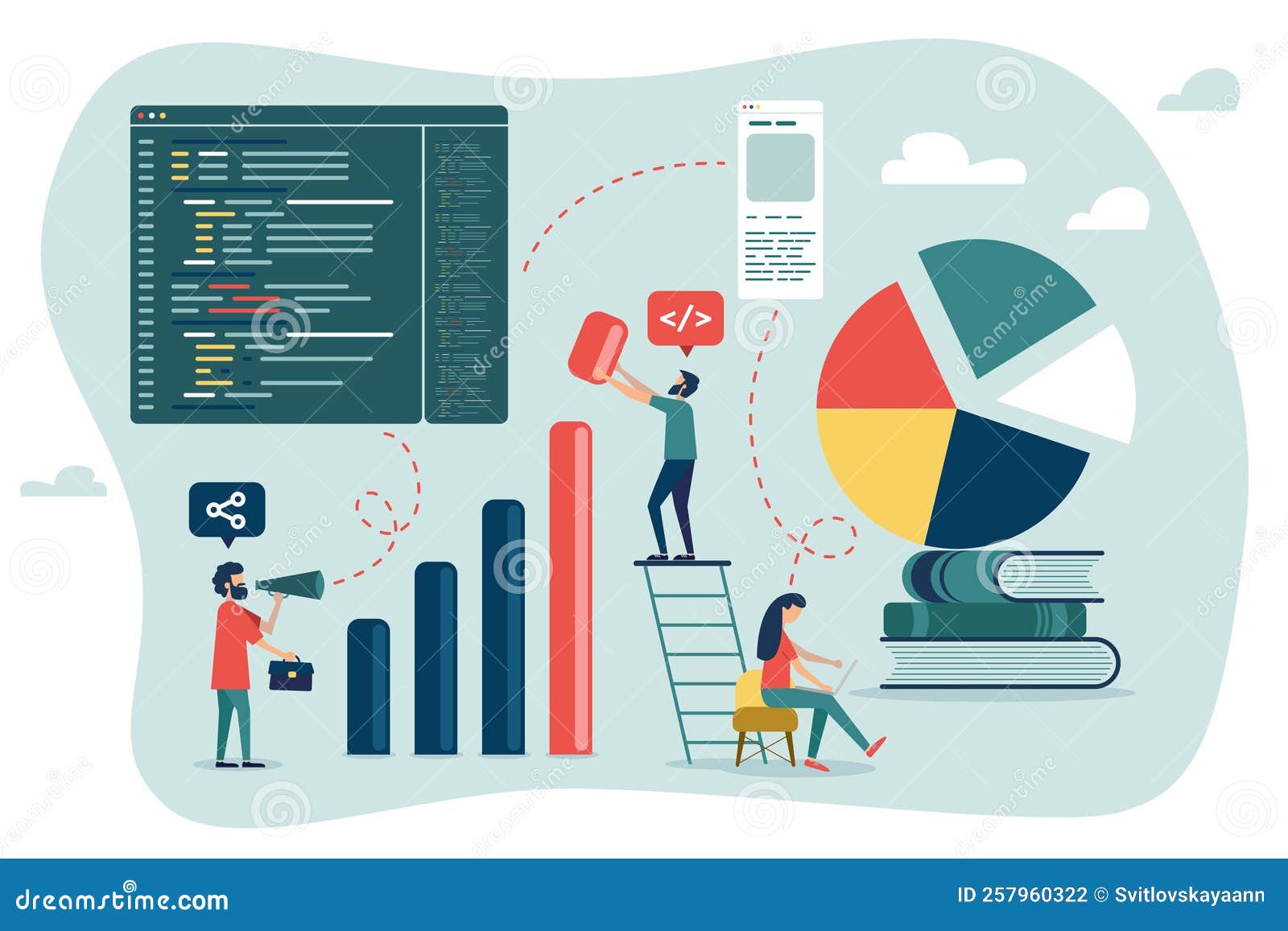 Analyze Business Trend Vector Illustration Concept. Data Analysis and ...