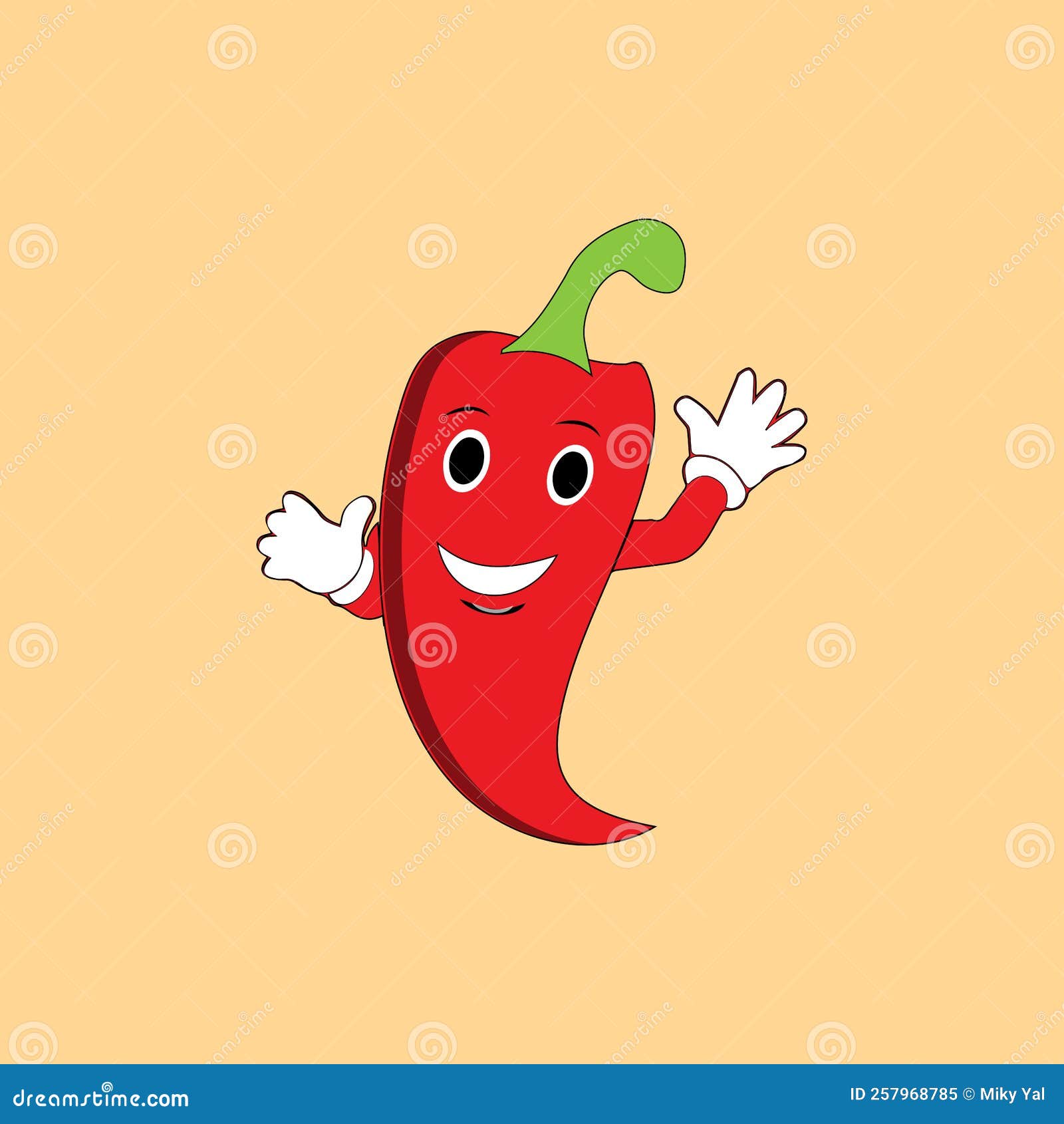 Smiling Red Chili Pepper Cartoon Character Over Blank Sign Vector ...
