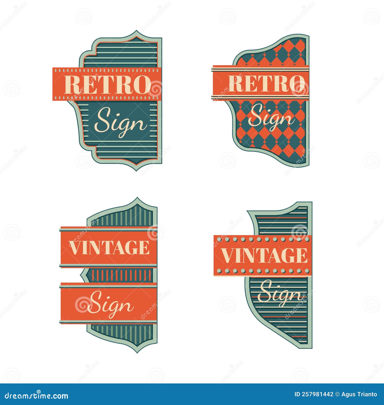 Retro Signs and Vintage Neon Signs Colorful Collection Stock Vector ...