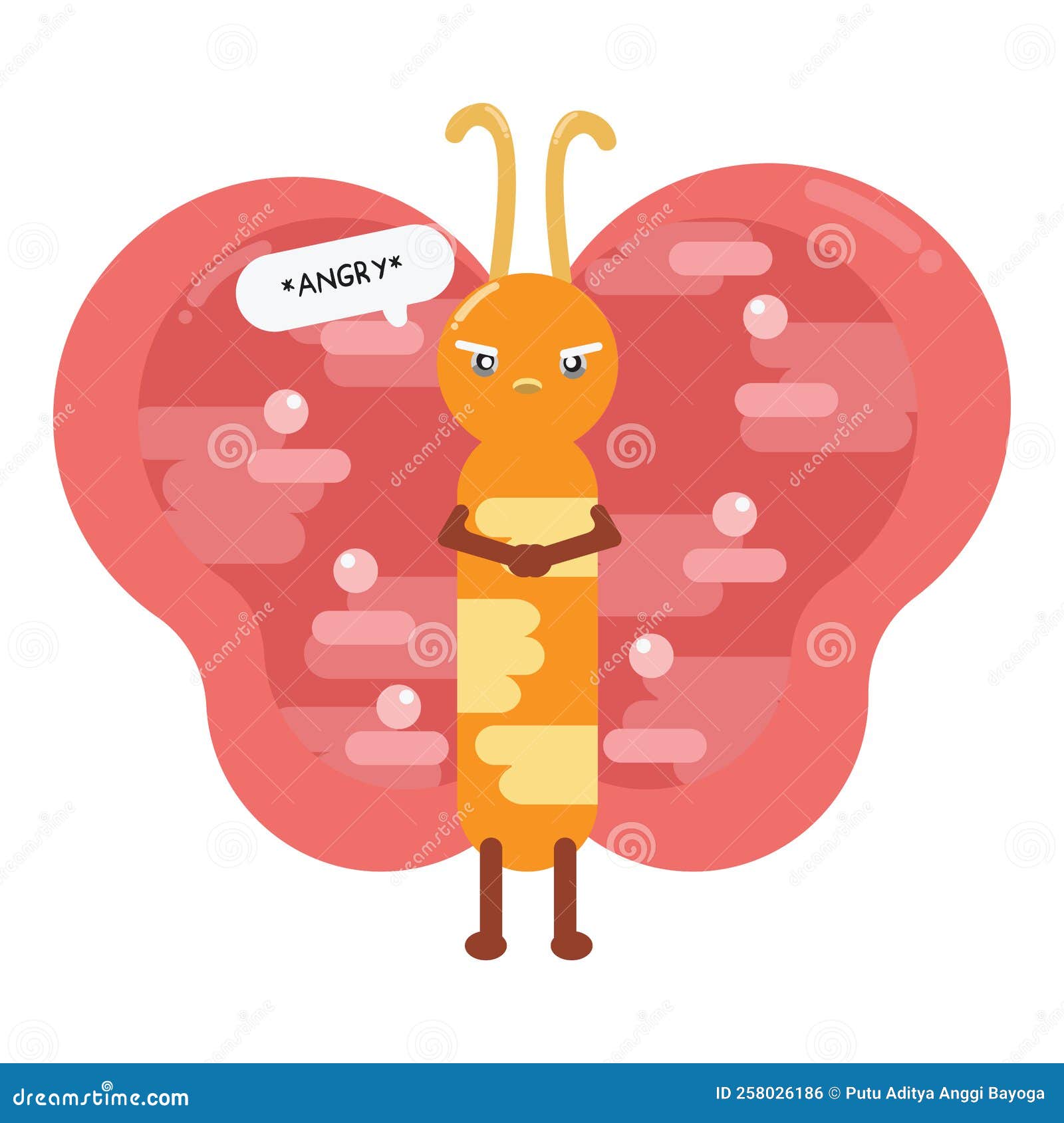 Cartoon Sticker Butterfly Angry Emoticon Stock Vector - Illustration of ...