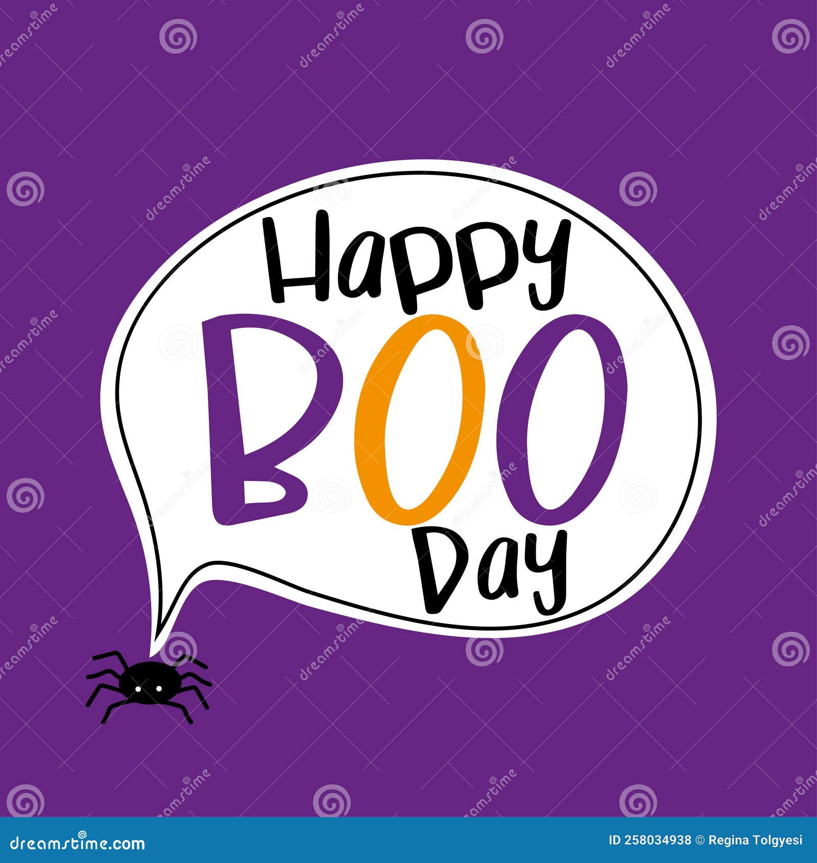 Happy Boo Day - Little Spider with Speech Bubble Template Isolated on ...
