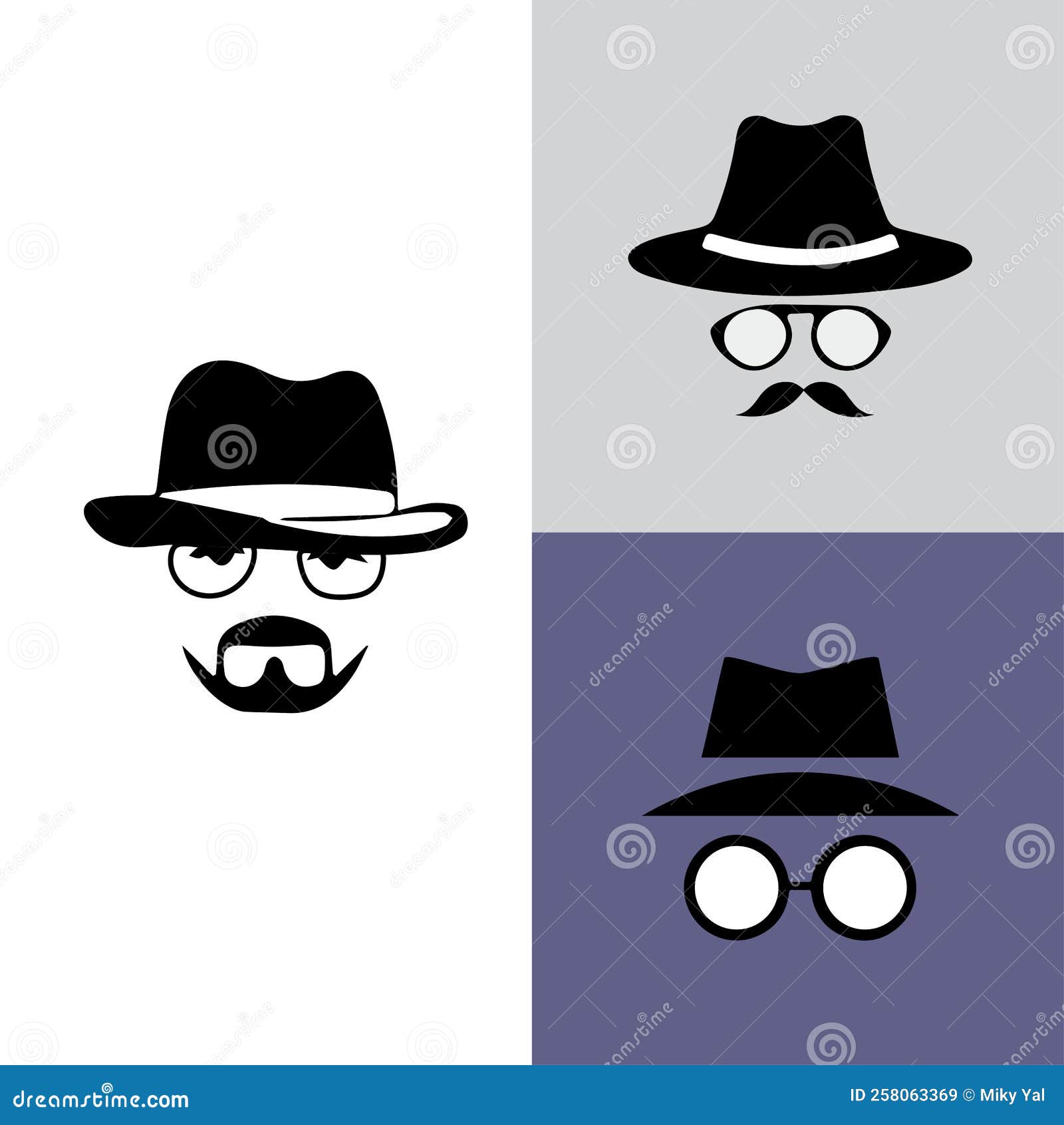 Incognito Icon Man Face With Glasses Black And White Vector Graphic ...