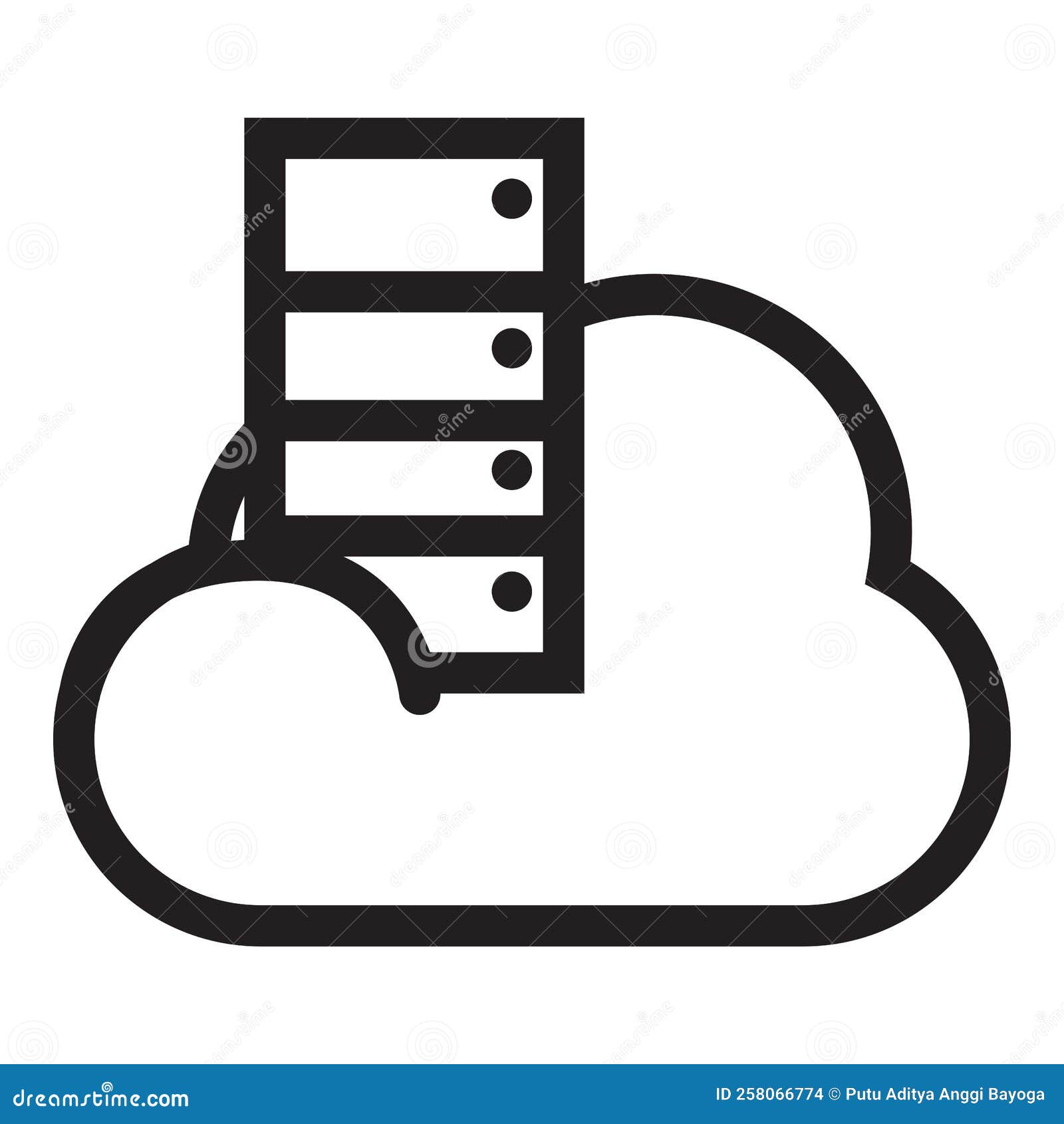 Cartoon cloud data storage stock vector. Illustration of flat - 258066774