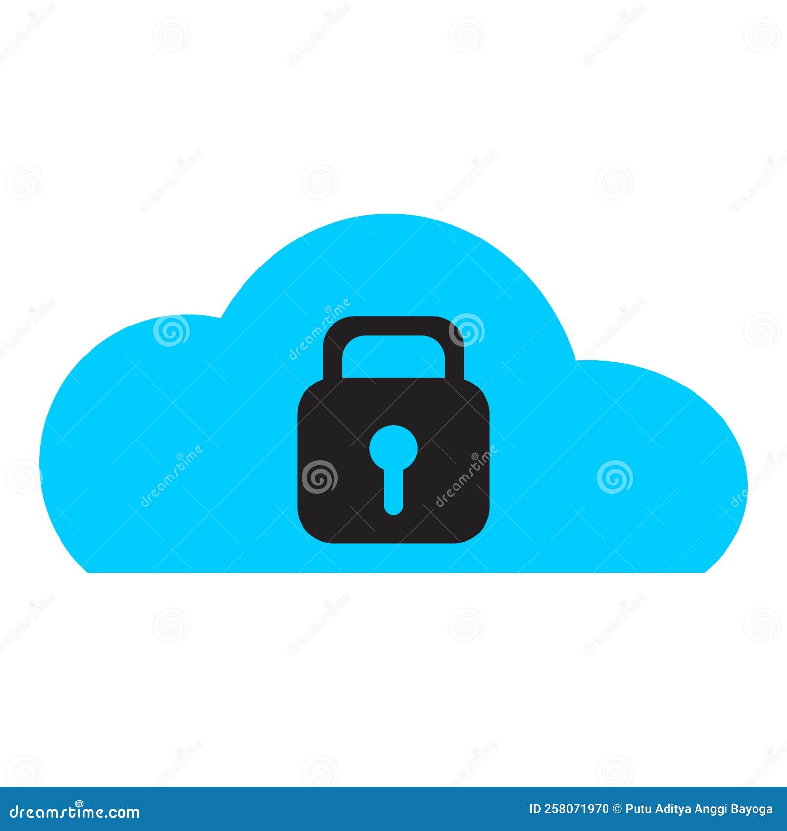 Cartoon cloud lock stock vector. Illustration of computing - 258071970
