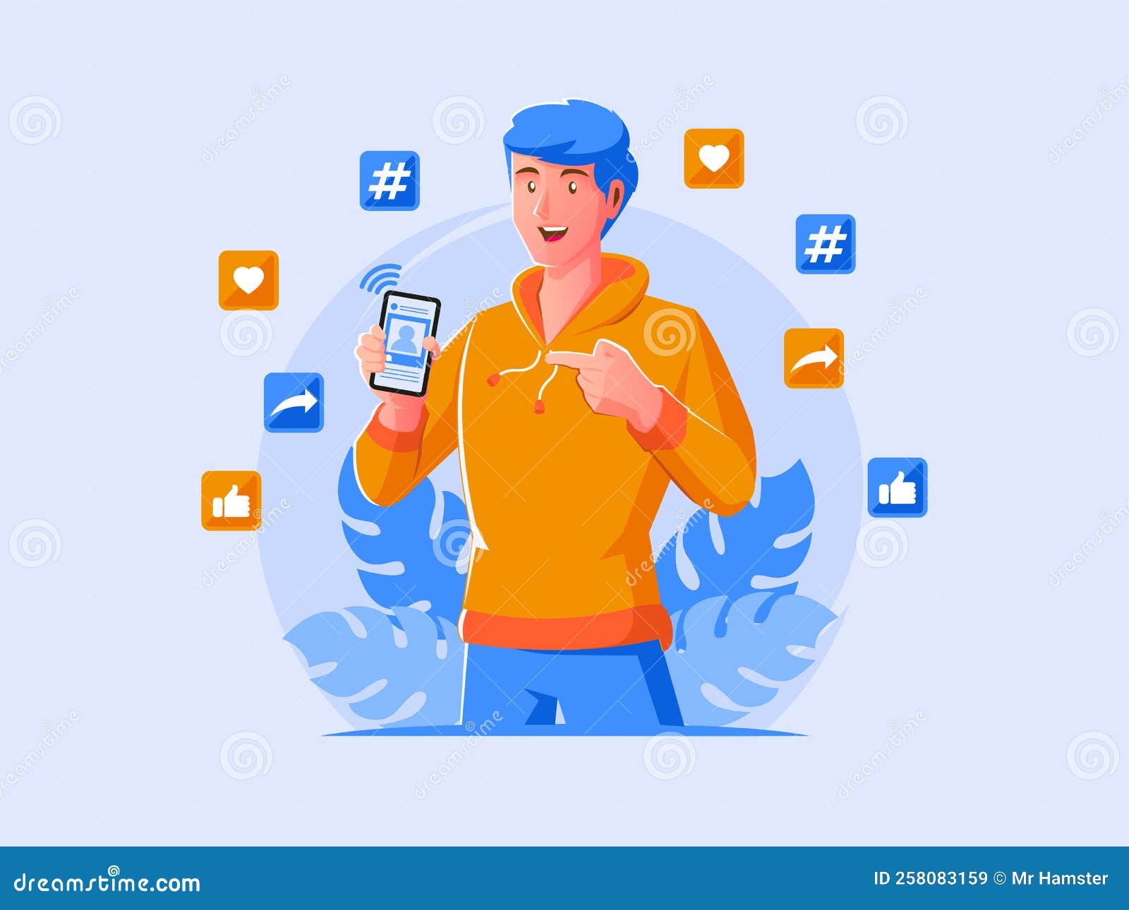 A Man Surfing the Internet Using Smartphone Stock Illustration ...