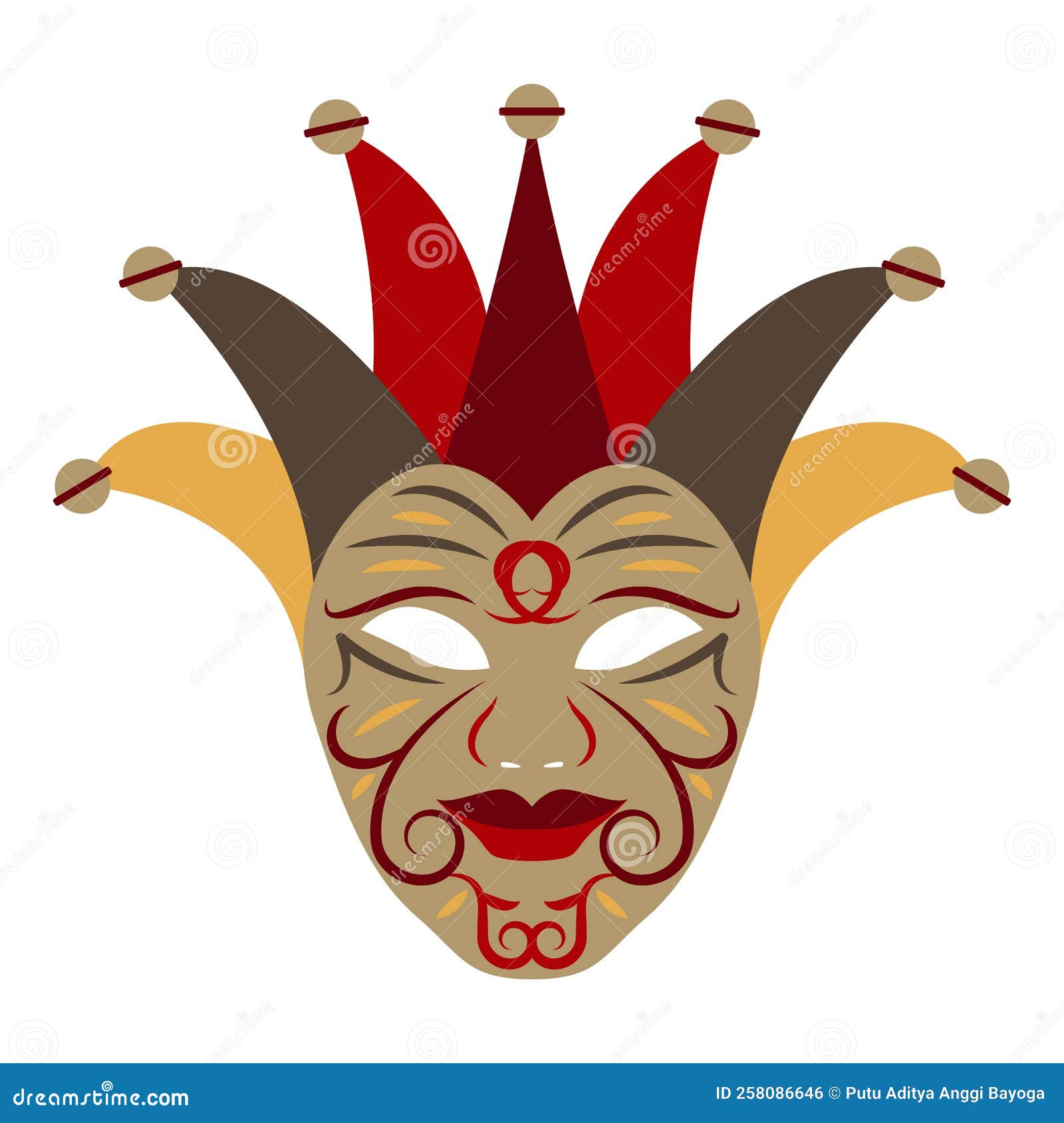 Cartoon carnival mask stock vector. Illustration of flat - 258086646