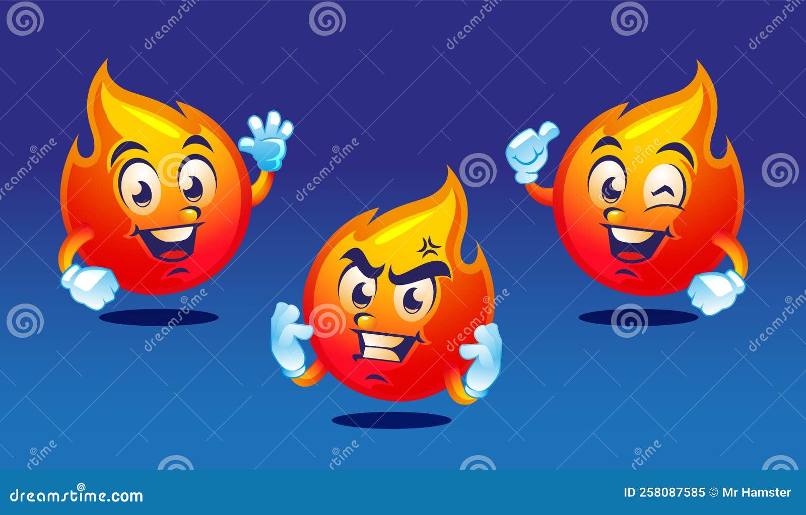 Cute Fire Mascot Cartoon Design Stock Vector - Illustration of cute ...