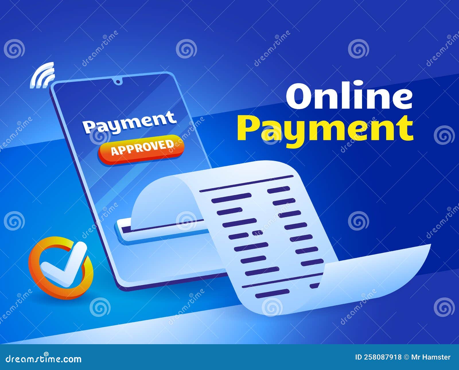 Online Payment with Mobile Phone and Proof of Transaction Stock Vector ...