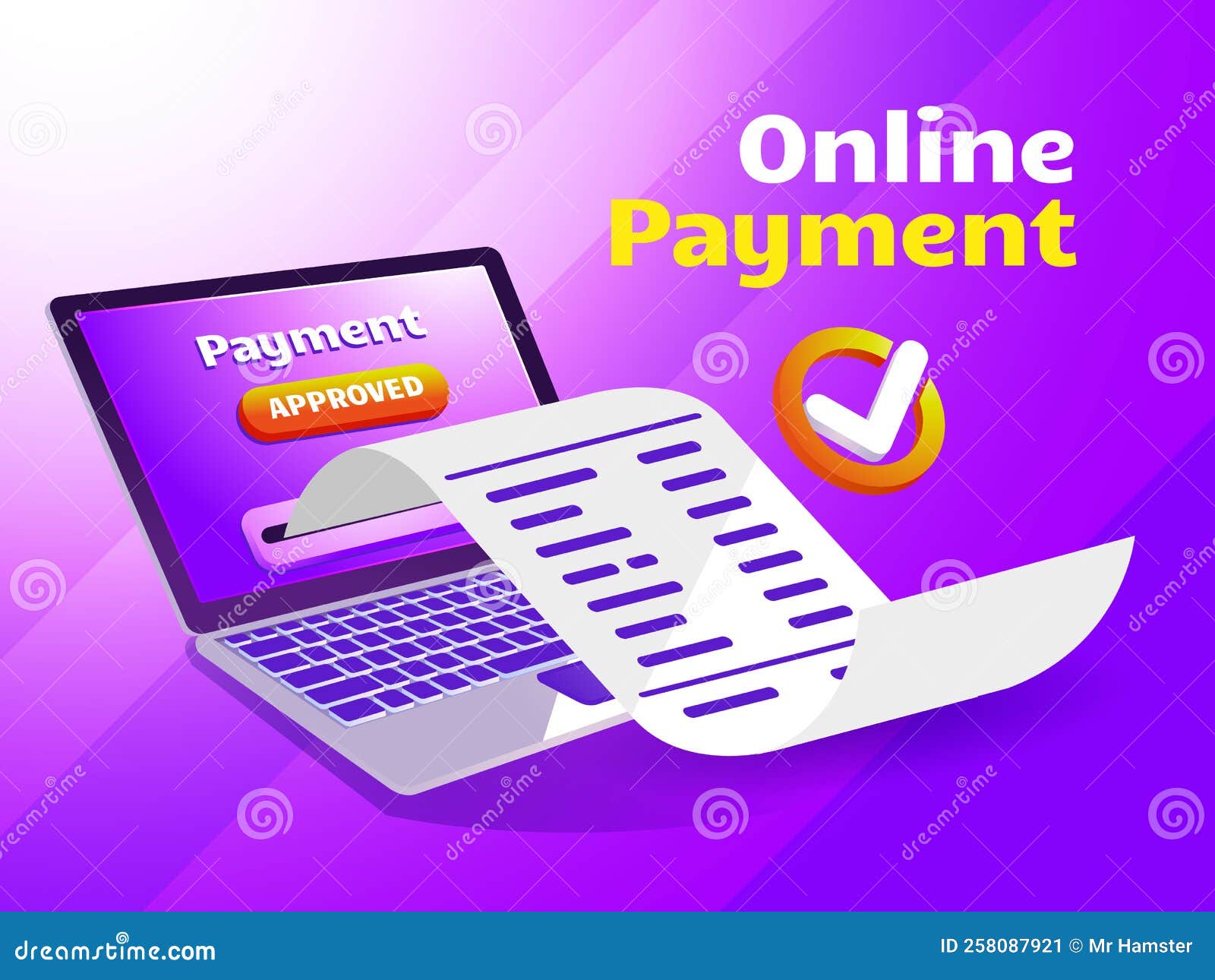 Online Payment with Laptop and Proof of Transaction Stock Vector ...