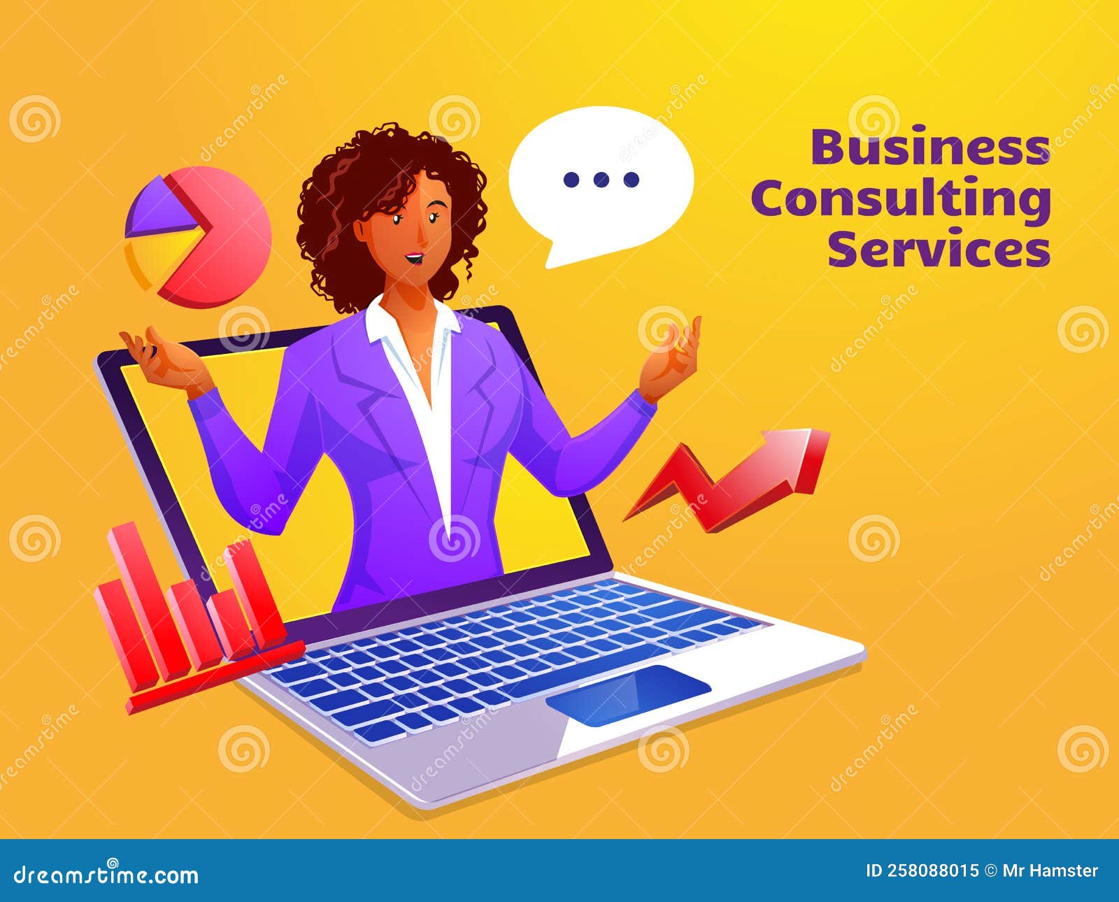 Businesswoman Giving Business Training and Data Analysis with Laptop ...