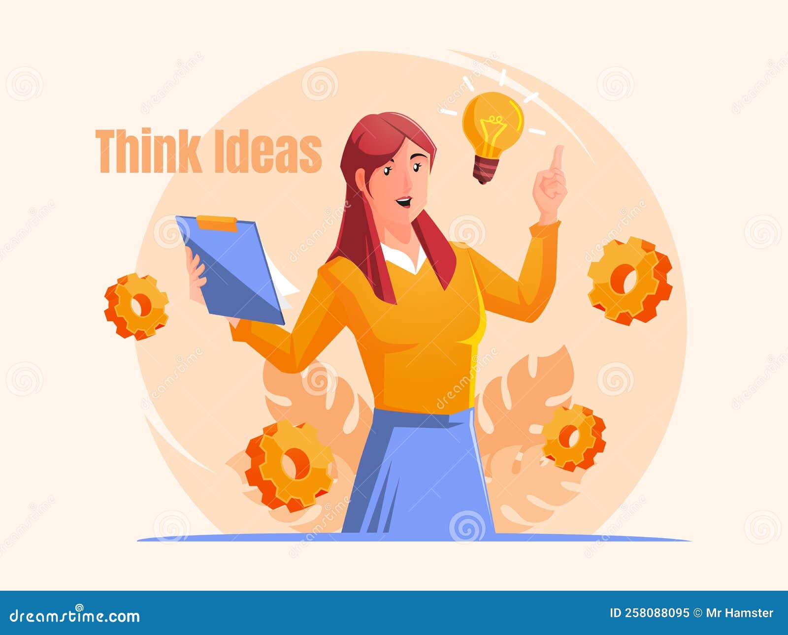 A Women Thinking with Lightbulb for New Ideas with Innovation and ...