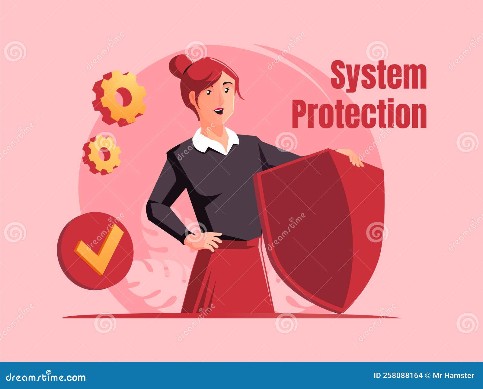A Woman Holding Shield Protection Concept Stock Vector - Illustration ...