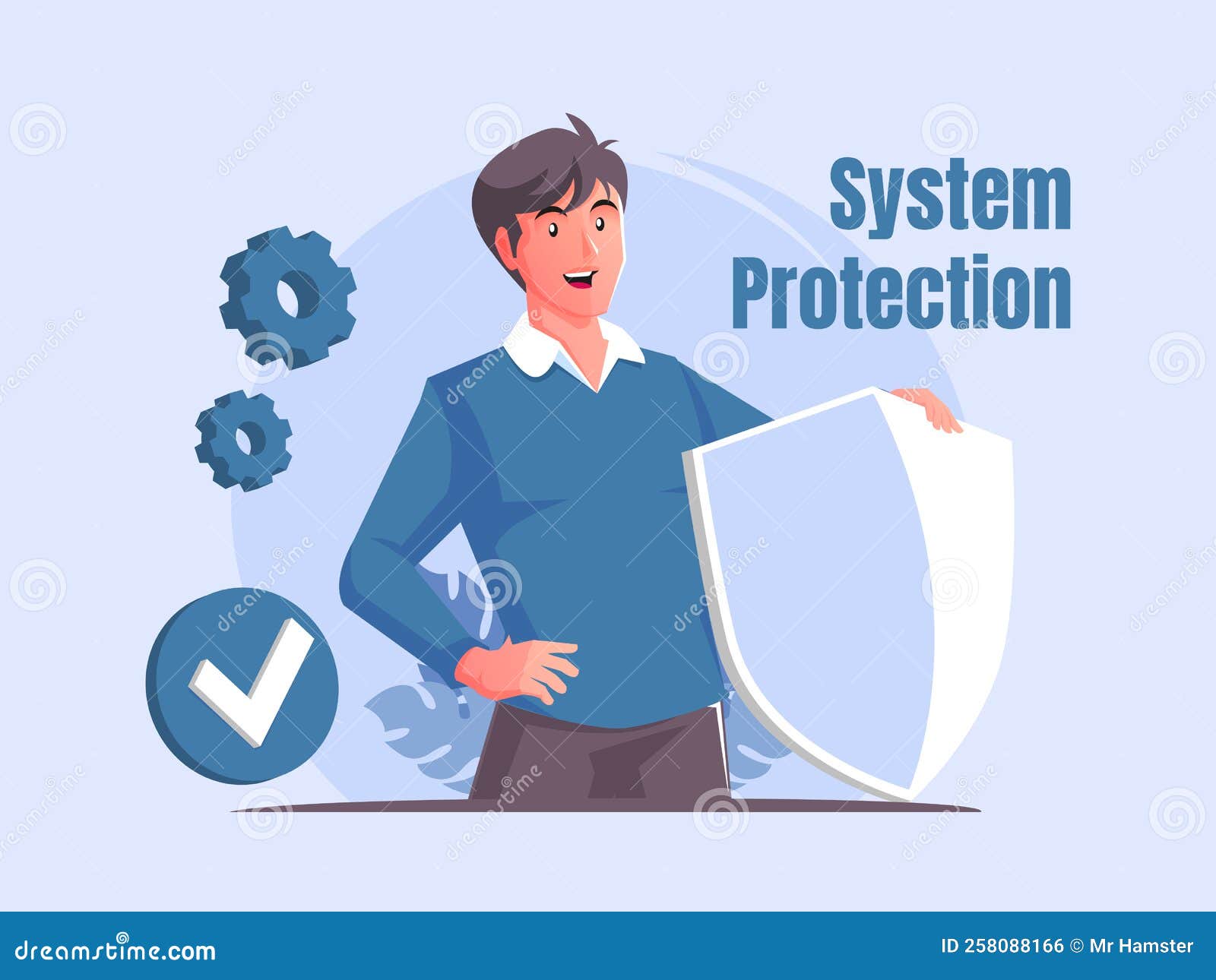 A Man Holding Shield Protection Concept Stock Vector - Illustration of ...