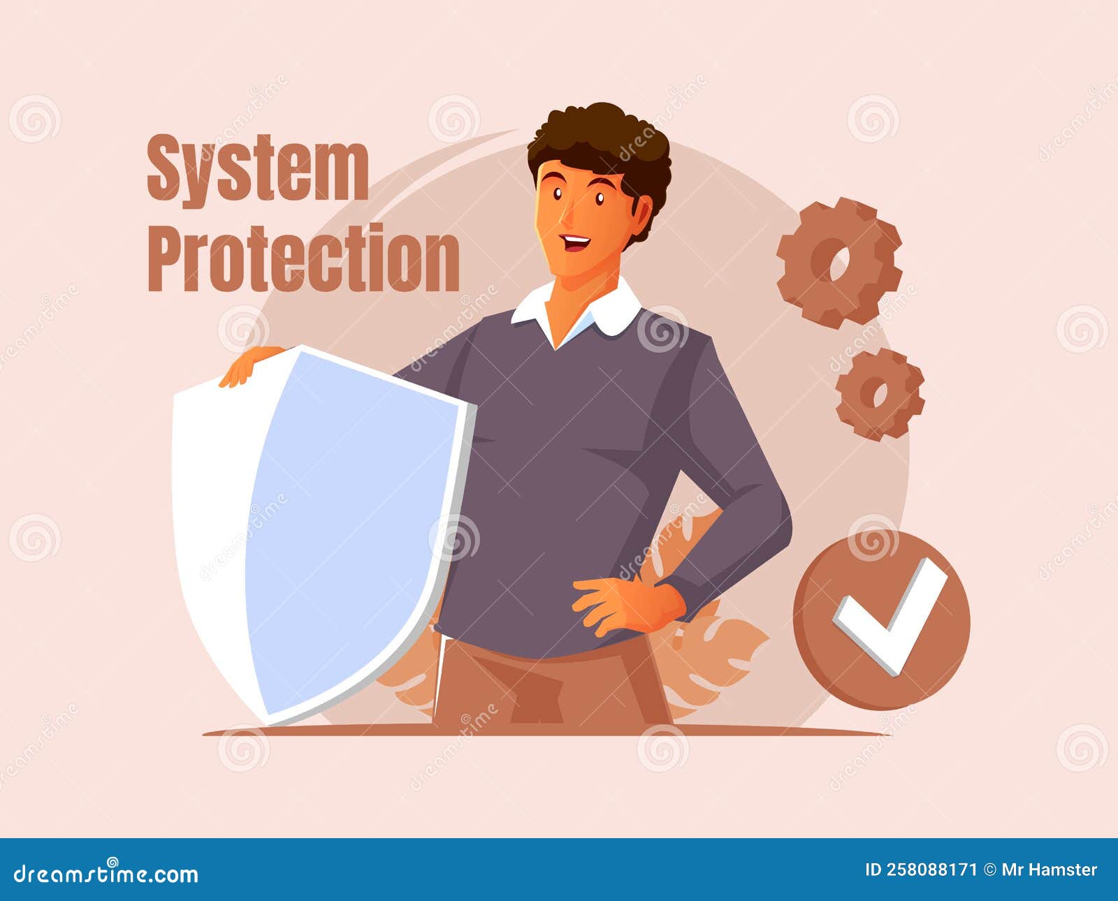 A Man Holding Shield Protection Concept Stock Vector - Illustration of ...