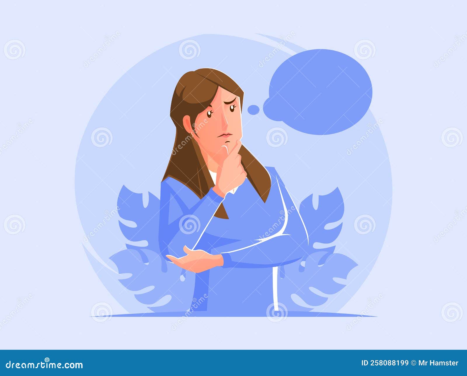 A Woman Think with Think Bubble Symbol Stock Vector - Illustration of ...