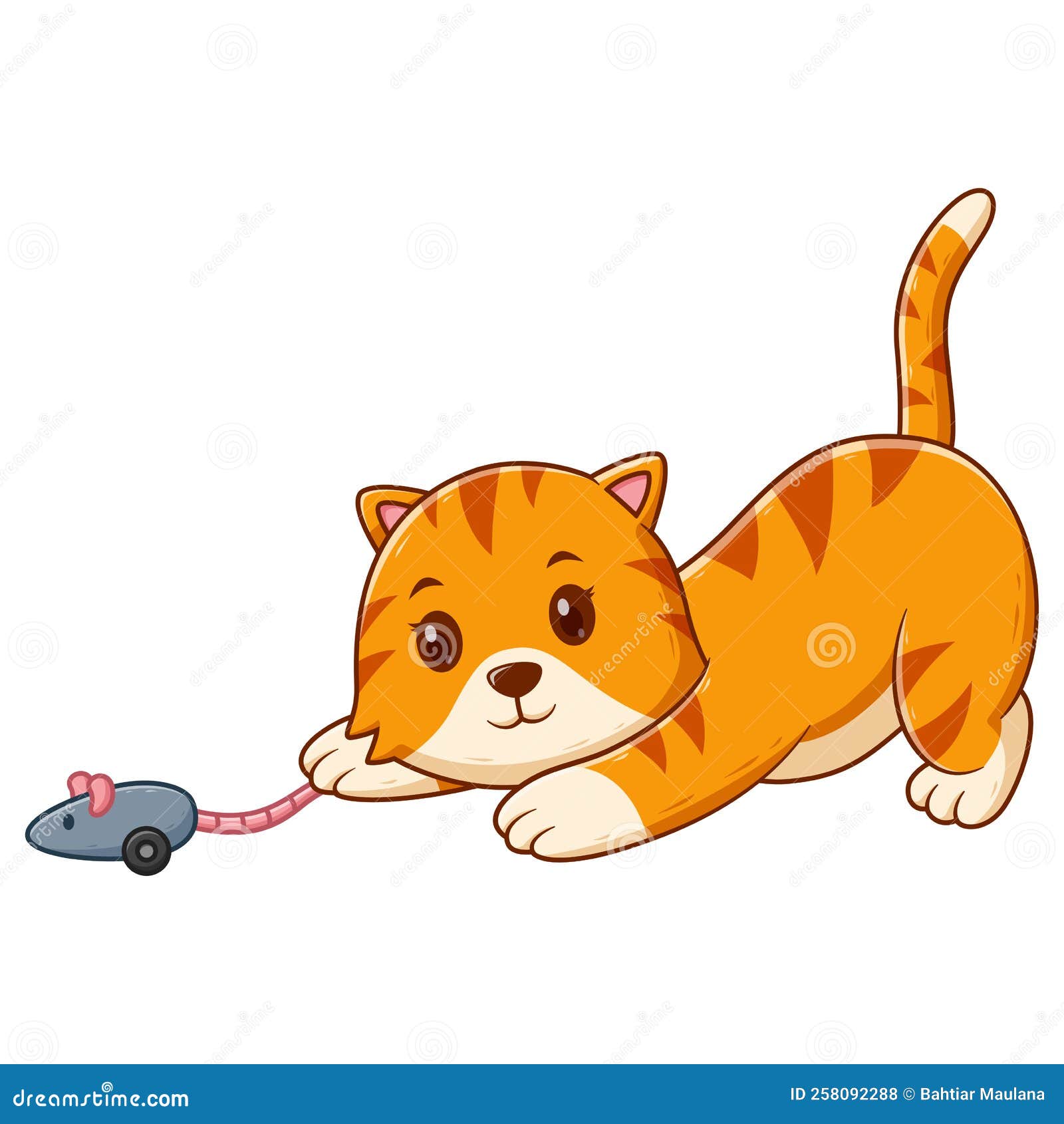 Cute Cat Playing Mouse Toy. Animal Icon Concept. Flat Cartoon Style ...