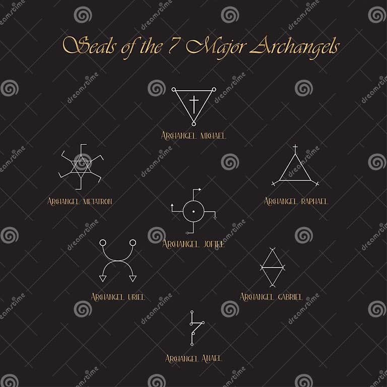 Seals of the Seven Archangels Majors, Alchemy Symbols Stock Vector ...