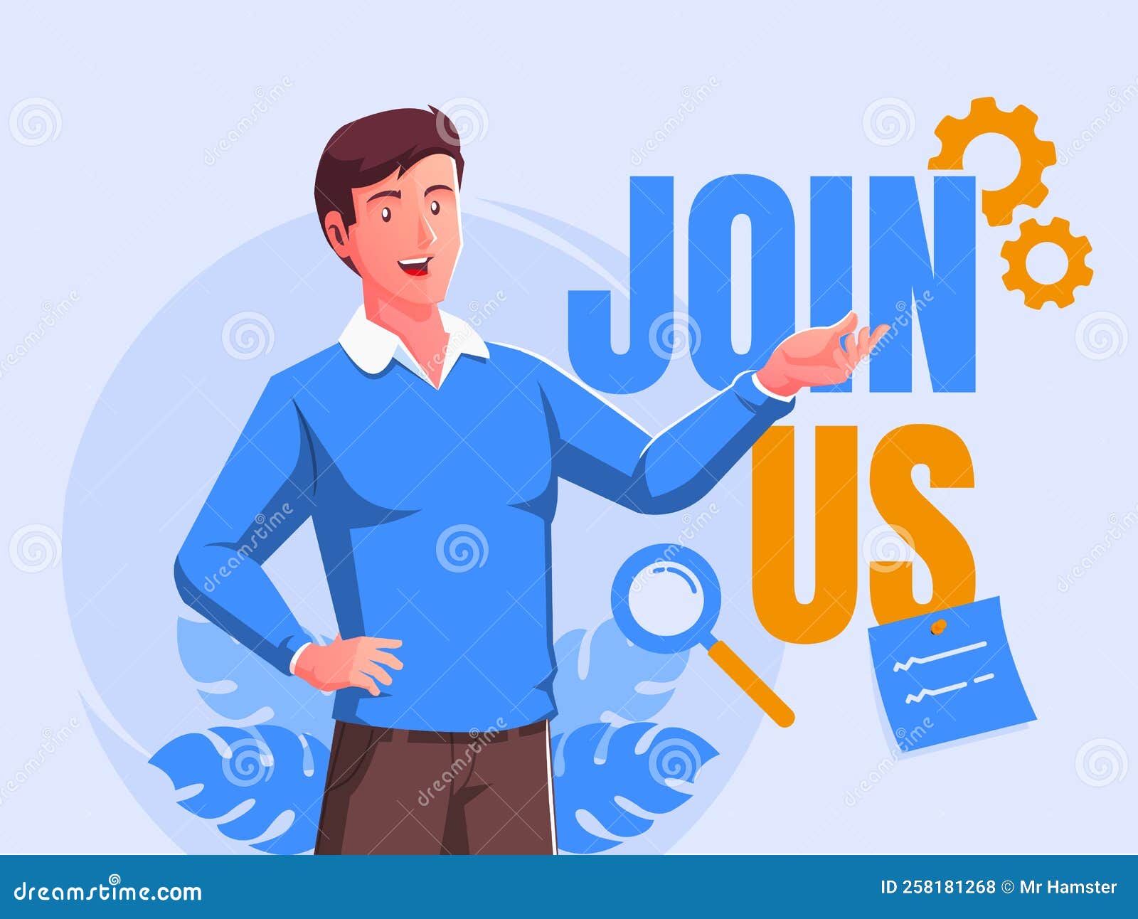 A Man Invites To Join Us, Advertising Marketing Concept Stock Vector ...