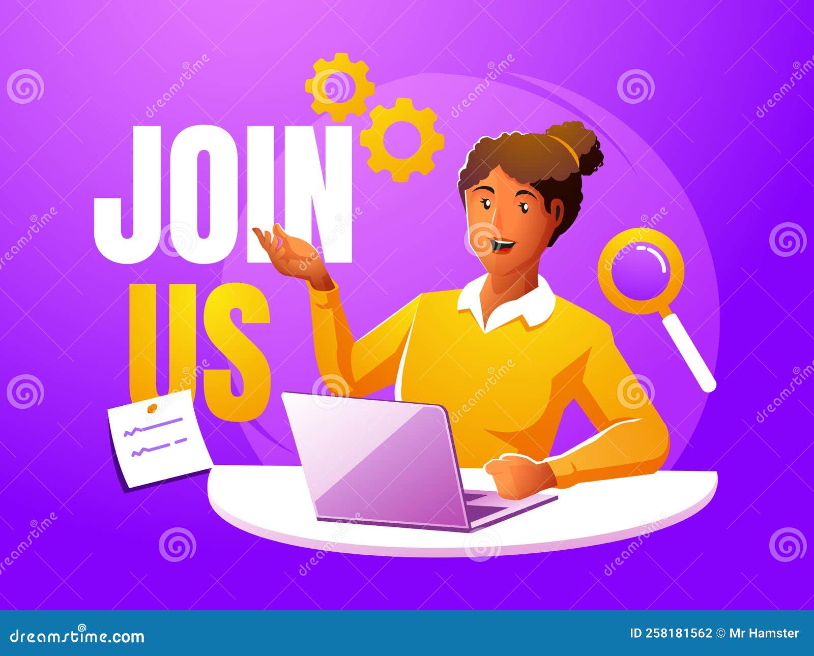 A Women Invites To Join Us, Advertising Marketing Concept Stock Vector ...