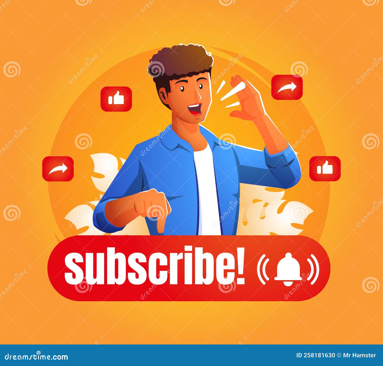 Influencers Invite Visitors To Click the Subscribe Button Stock Vector ...