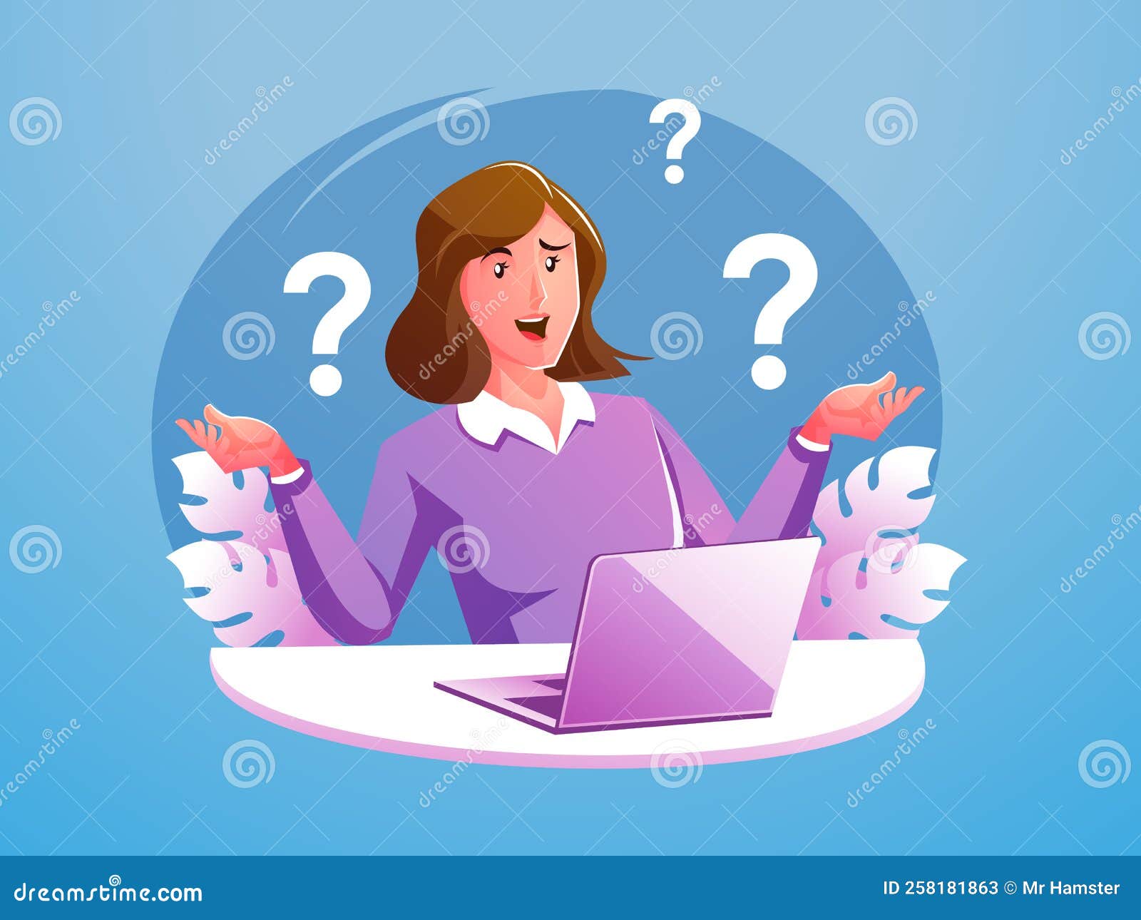 Doubting Young Man, Male Character Facial Emotions Vector Illustration ...