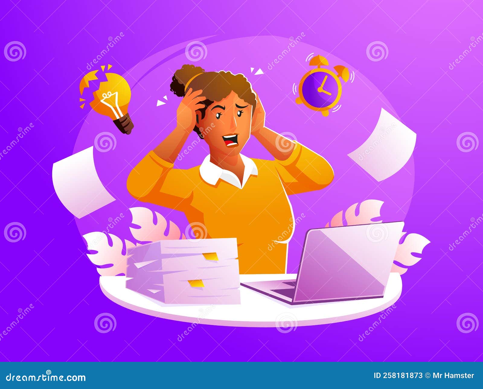 Stressed And Angry Tired And Distraught Woman Clutching His Head ...