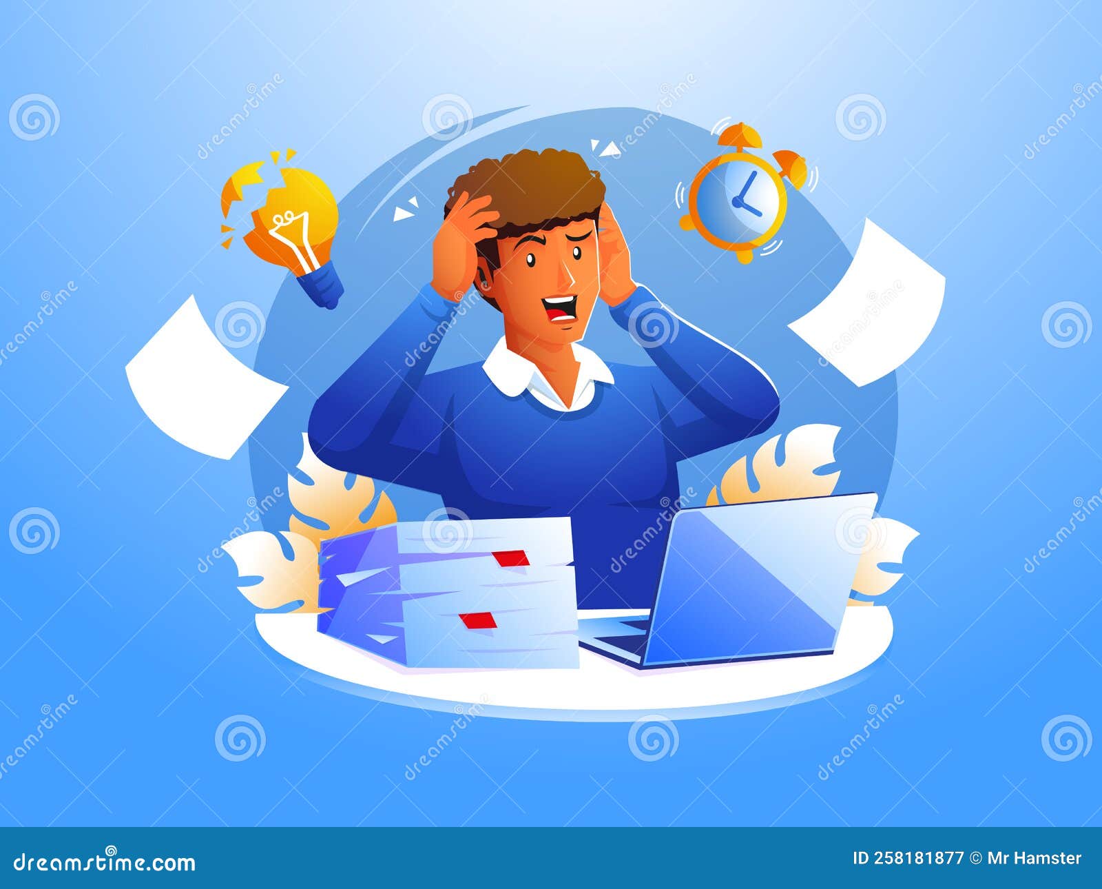 Stressed and Angry Tired and Distraught Man Clutching His Head between ...