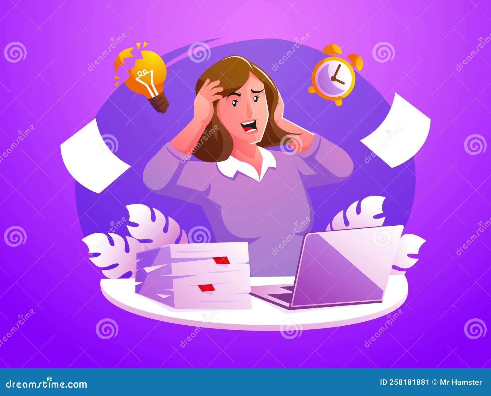 Stressed And Angry Tired And Distraught Woman Clutching His Head ...