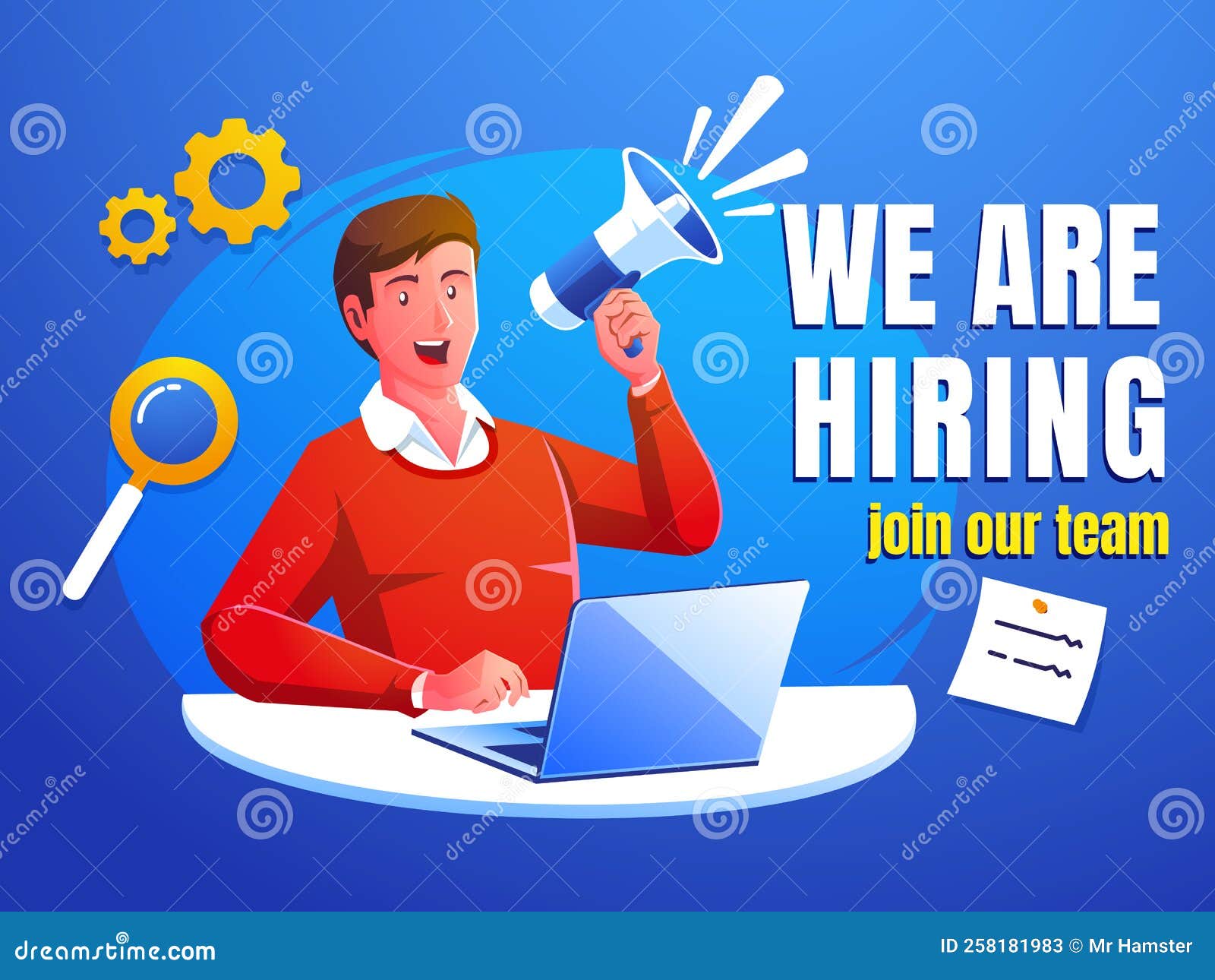 A Men Announce Jobs with Megaphones, we are Recruiting To Join the ...