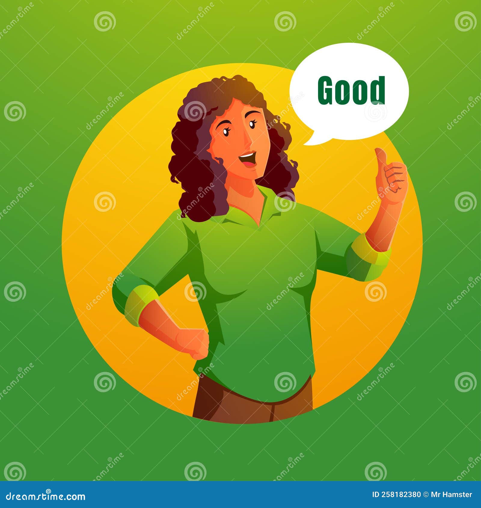 A Woman Get the Satisfaction of Giving Thumbs Up Stock Vector ...