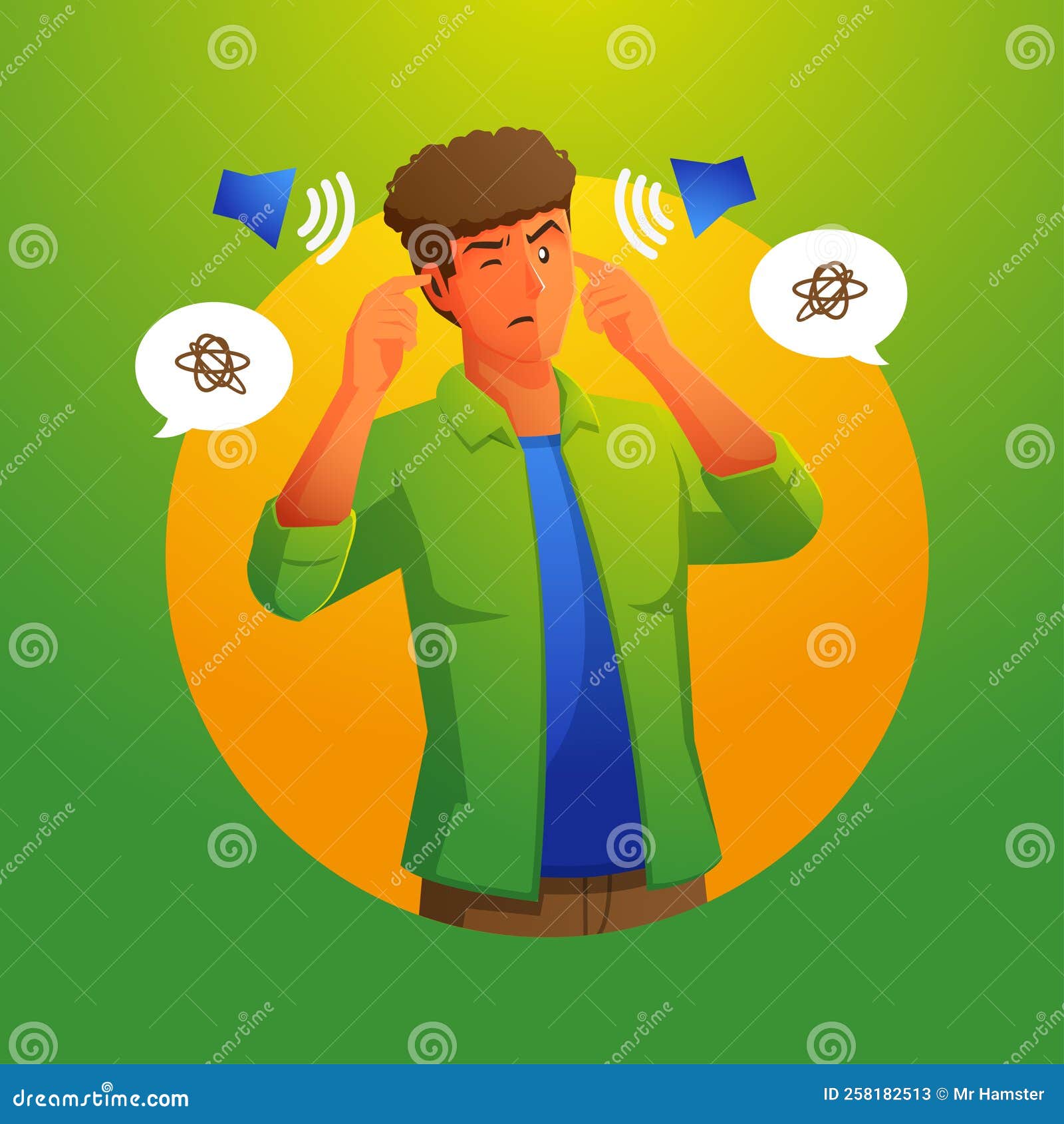 A Man with Both Hands Covering Their Ears To Protect Them from ...