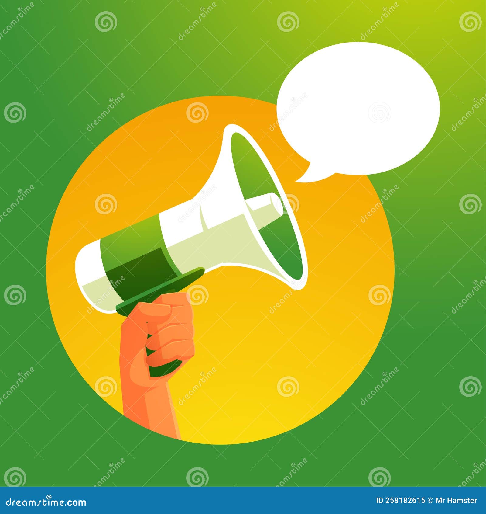 Hand Holding Megaphone Loudspeaker and Speech Bubble Stock Vector ...