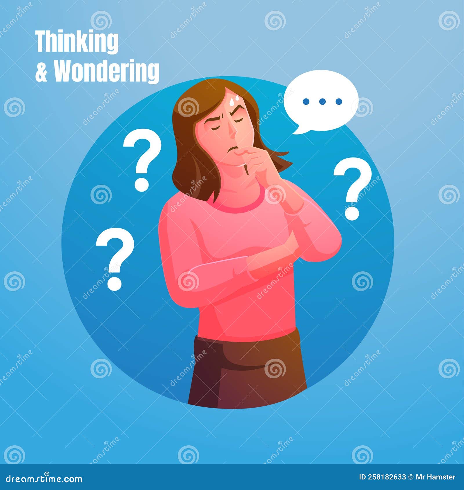 Thinking and Wondering with Speech Bubble Symbol Stock Vector ...