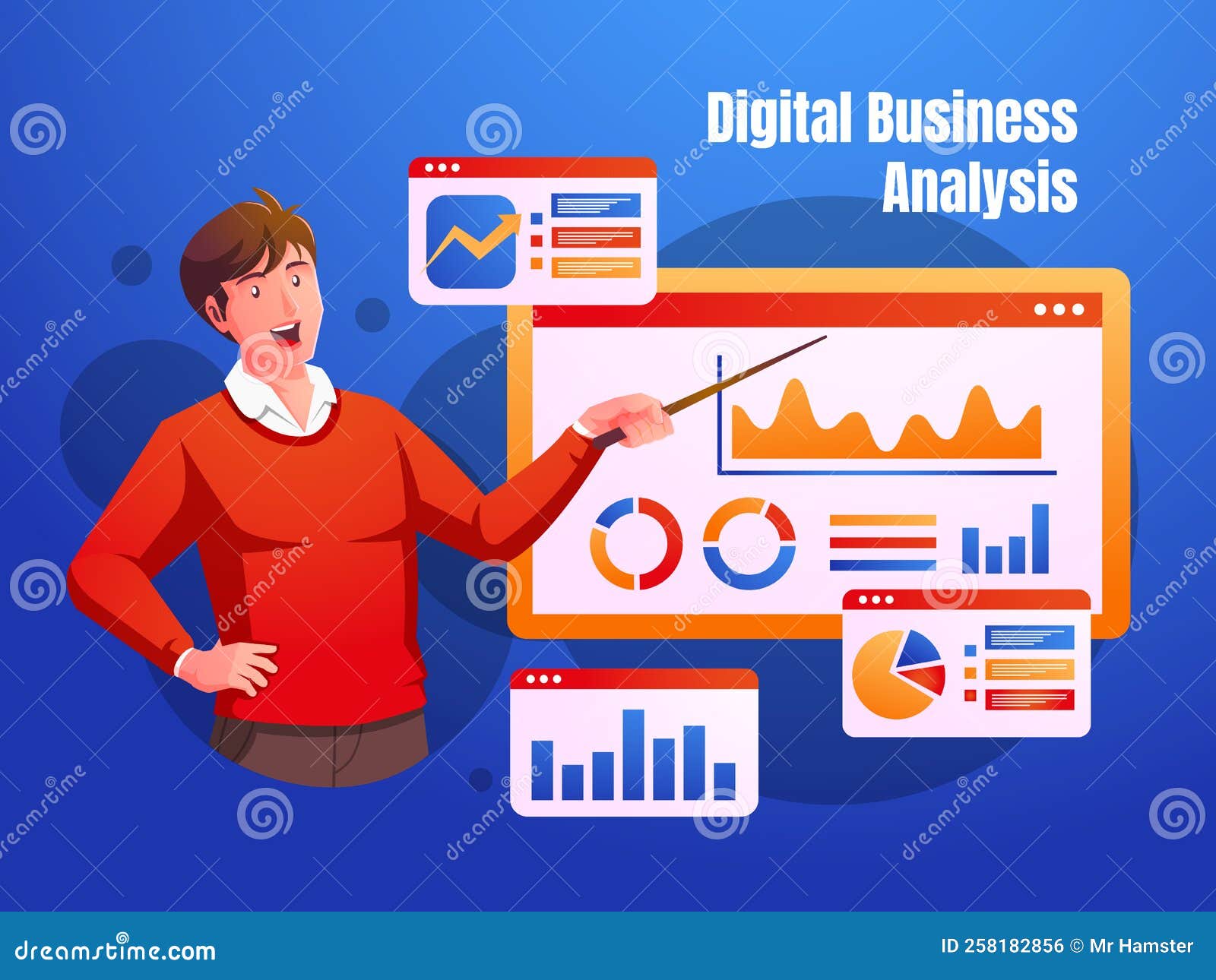 A Businessman Presentation about Digital Business Analysis Stock Vector - Illustration of ...
