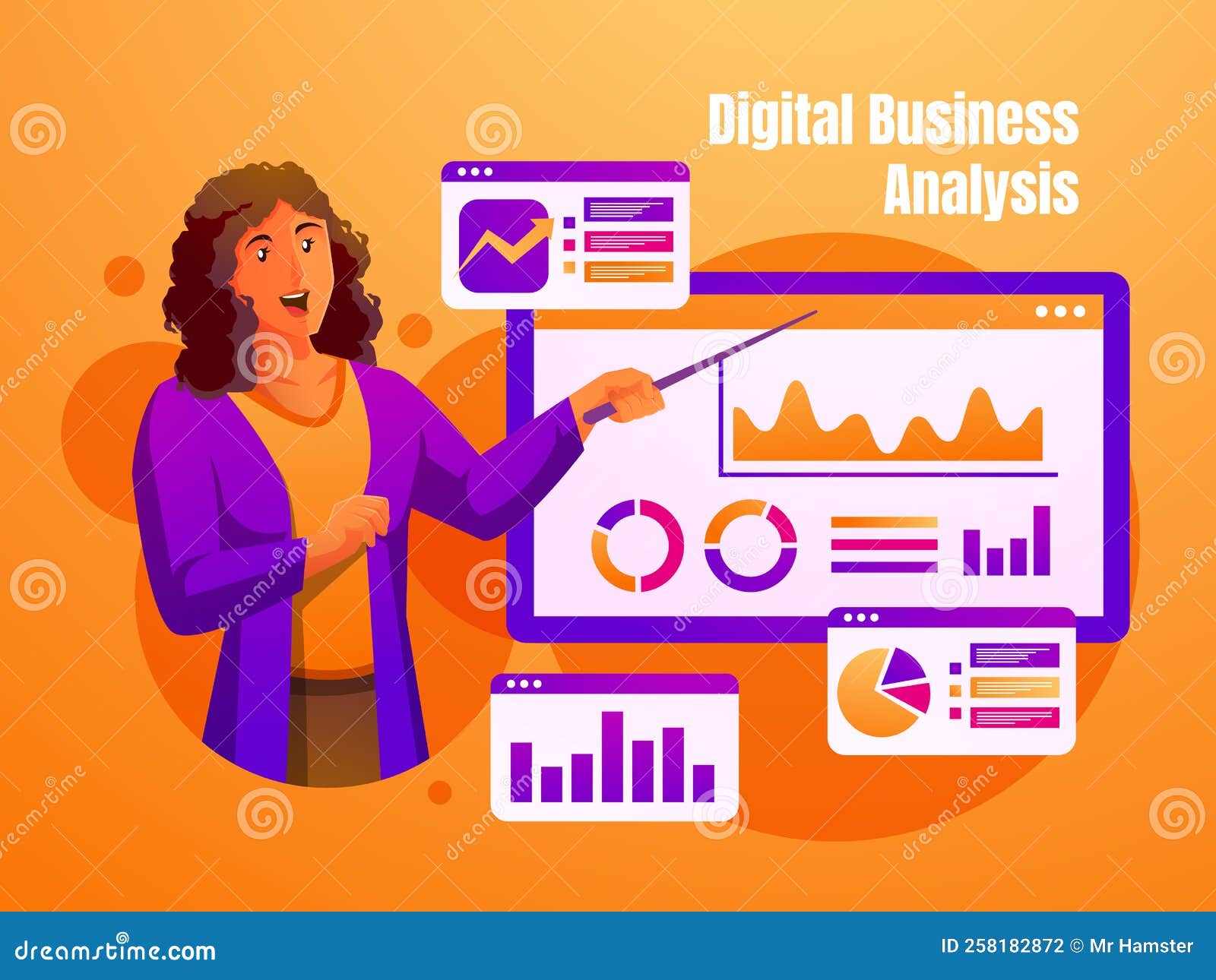 A Businesswoman Presentation about Digital Business Analysis Stock ...